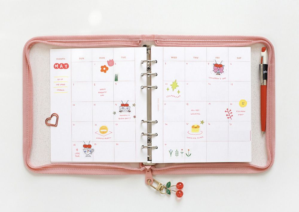 MochiThings: Cherry Pick 6 Ring A6 Wide Zipper Planner