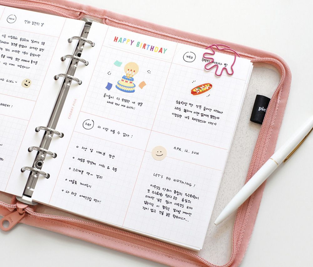 MochiThings: Cherry Pick 6 Ring A6 Wide Zipper Planner