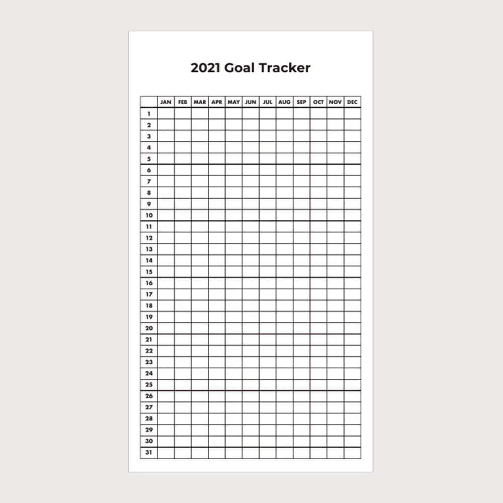 MochiThings: 2021 Goal Tracking Calendar Sheets