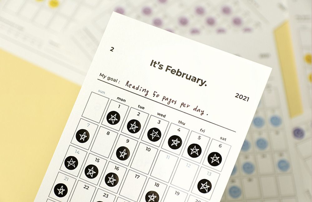 MochiThings: 2021 Goal Tracking Calendar Sheets