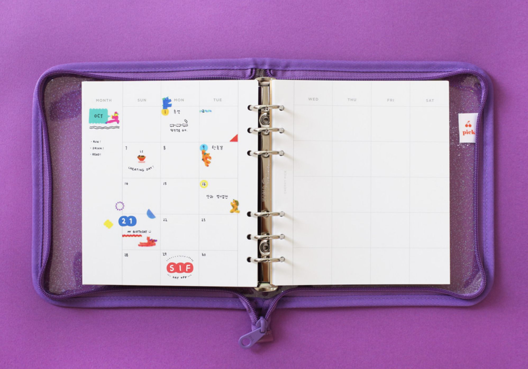 MochiThings: Cherry Pick 6 Ring A6 Wide Zipper Planner v3