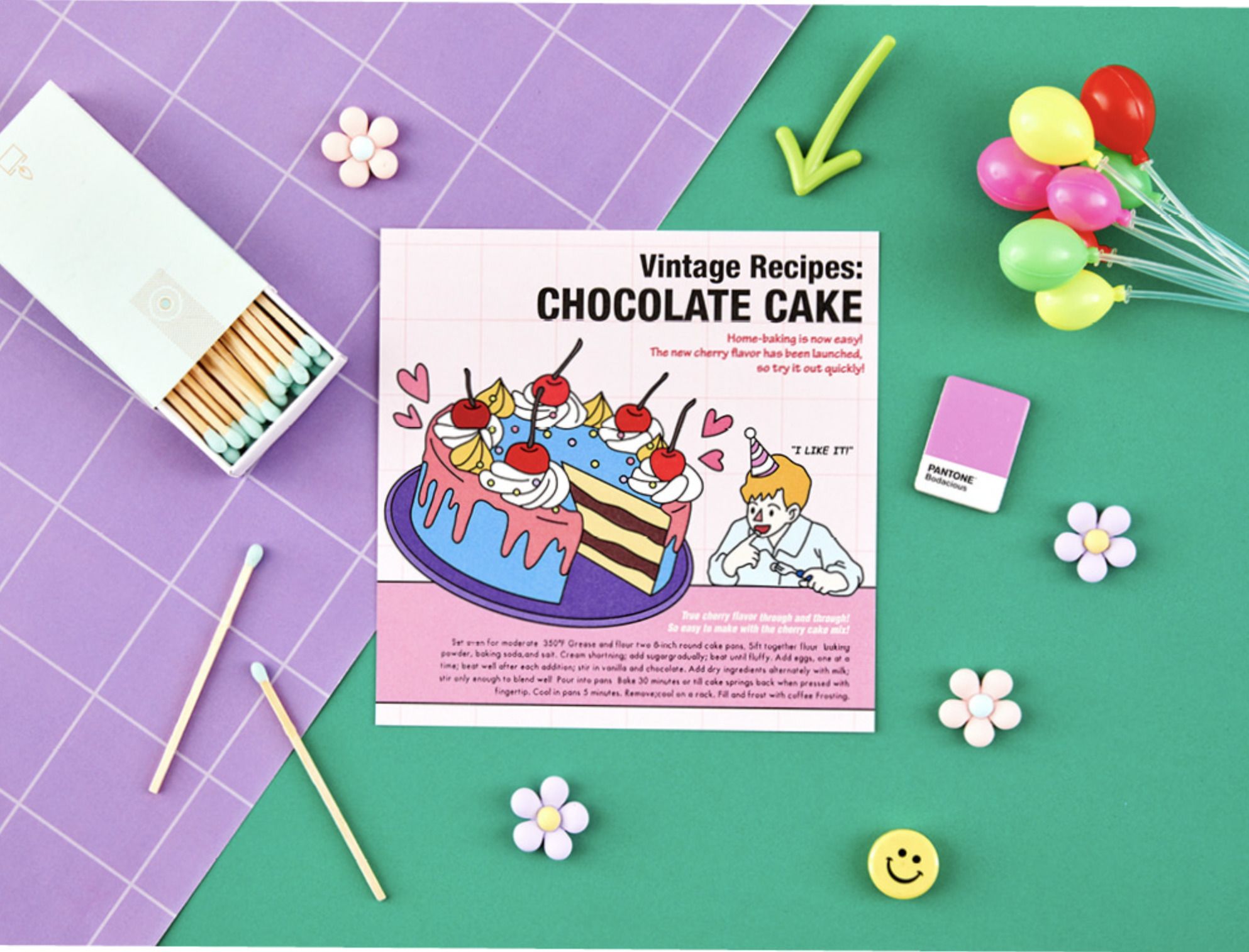 MochiThings: 4pcs Retro Cake Postcard Set