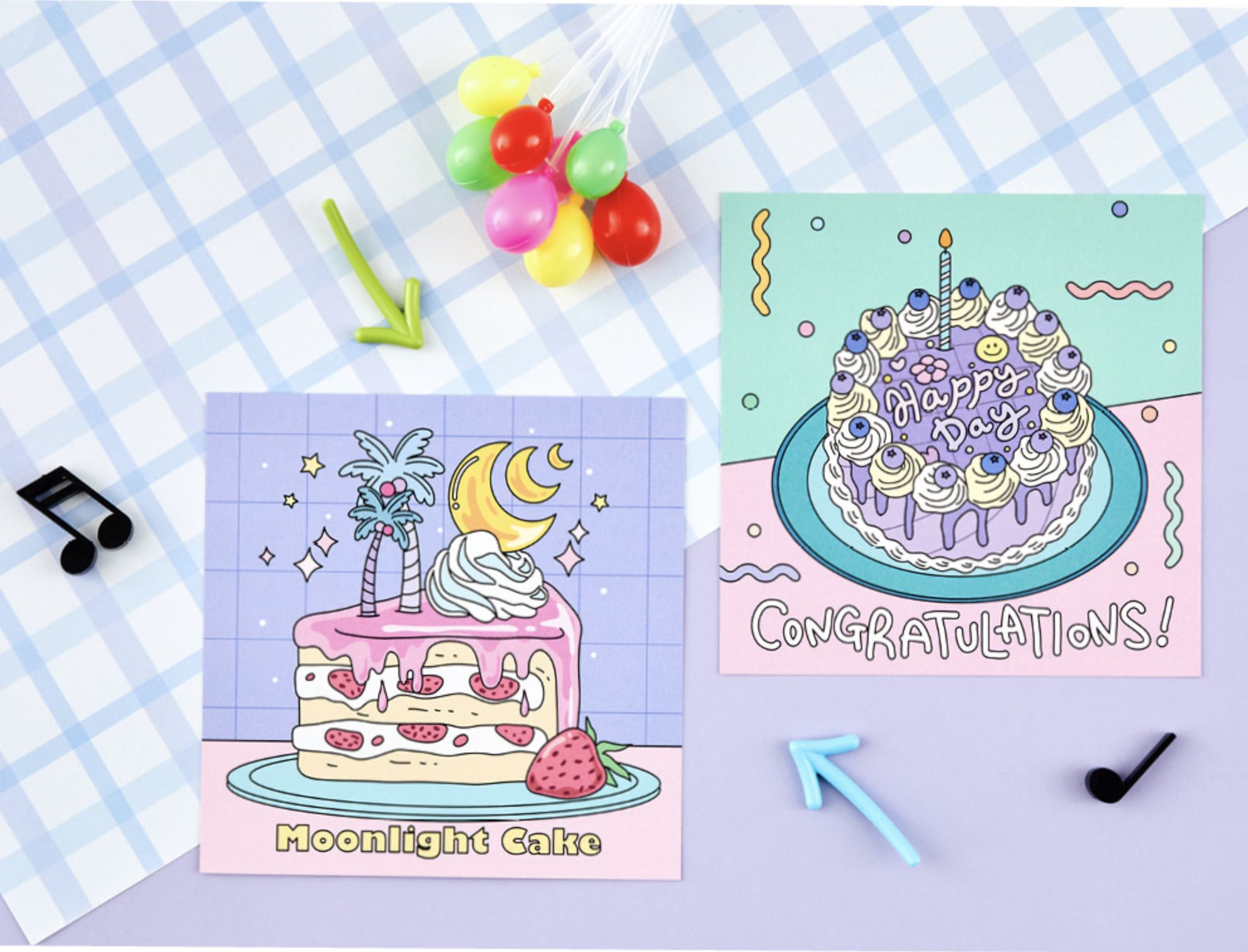 MochiThings: 4pcs Retro Cake Postcard Set