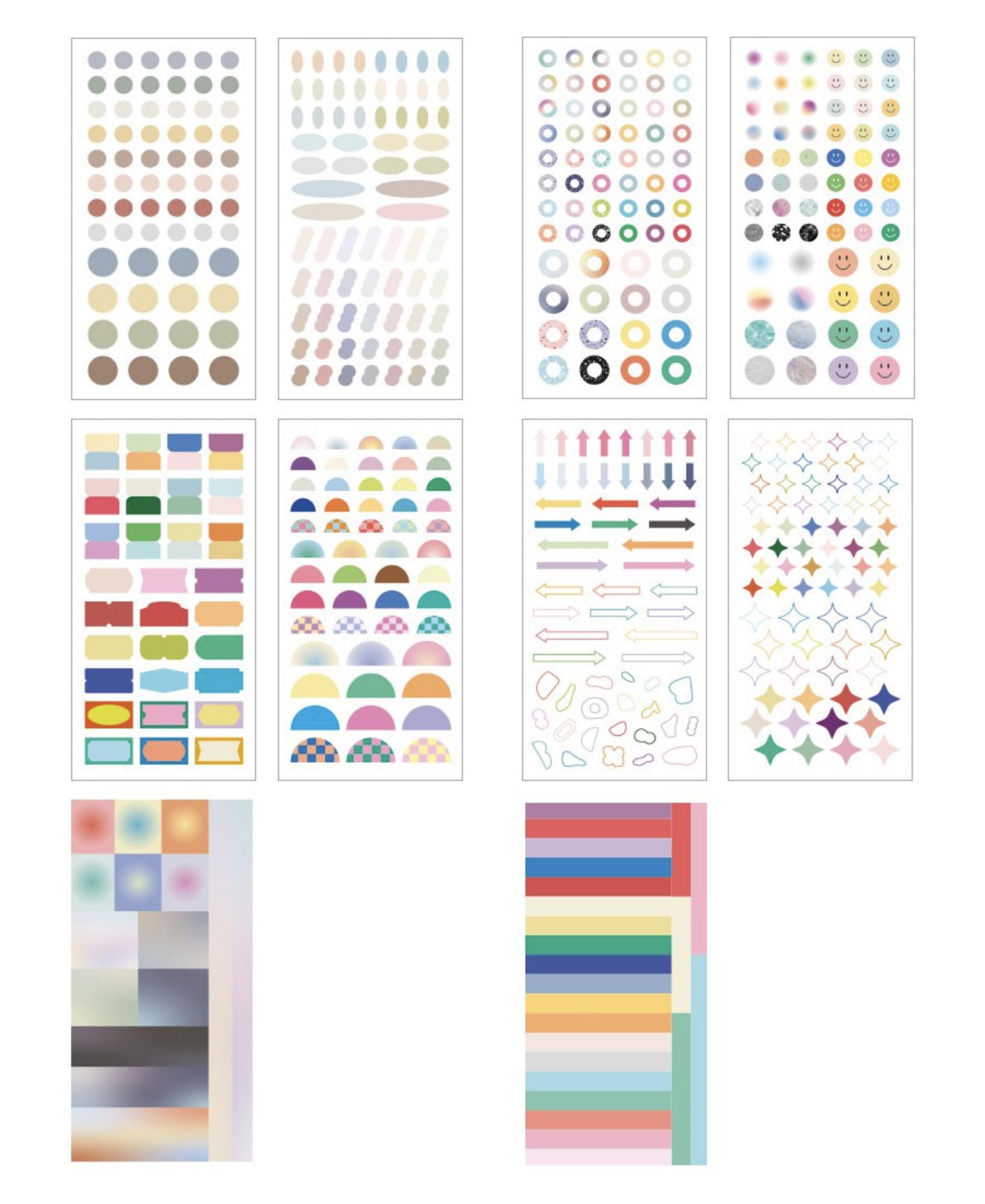 MochiThings: 10pcs Color Shape Sticker Set