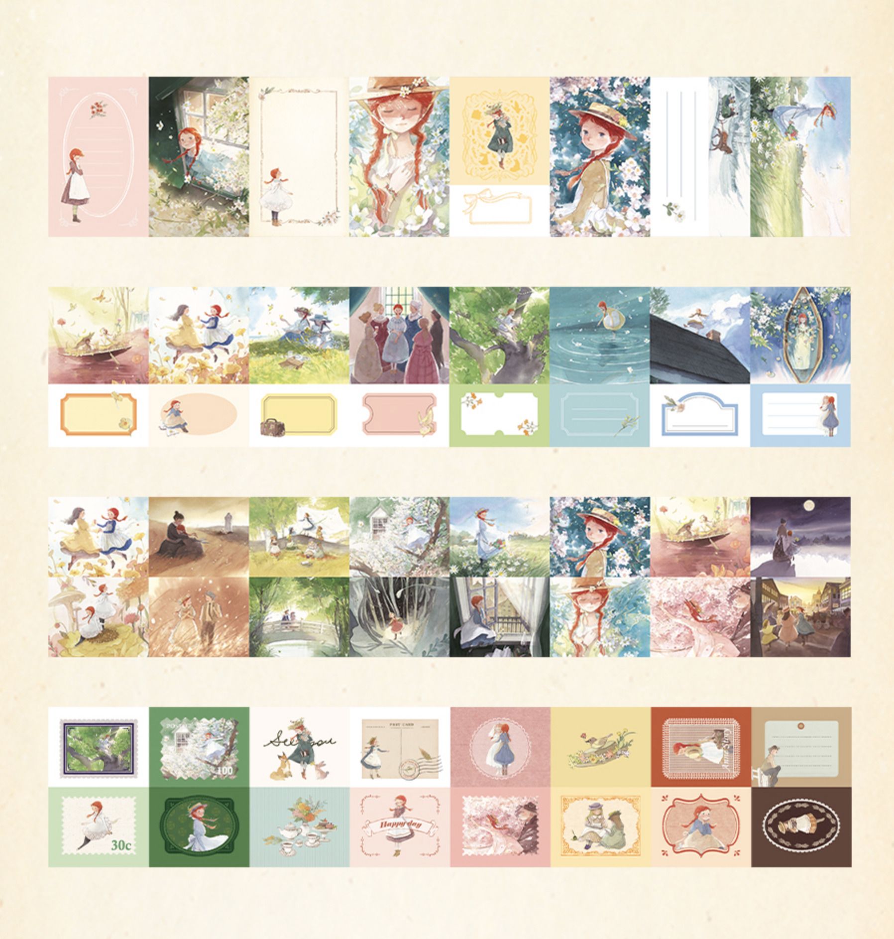 MochiThings: 56pcs Anne Story Label Sticker Set