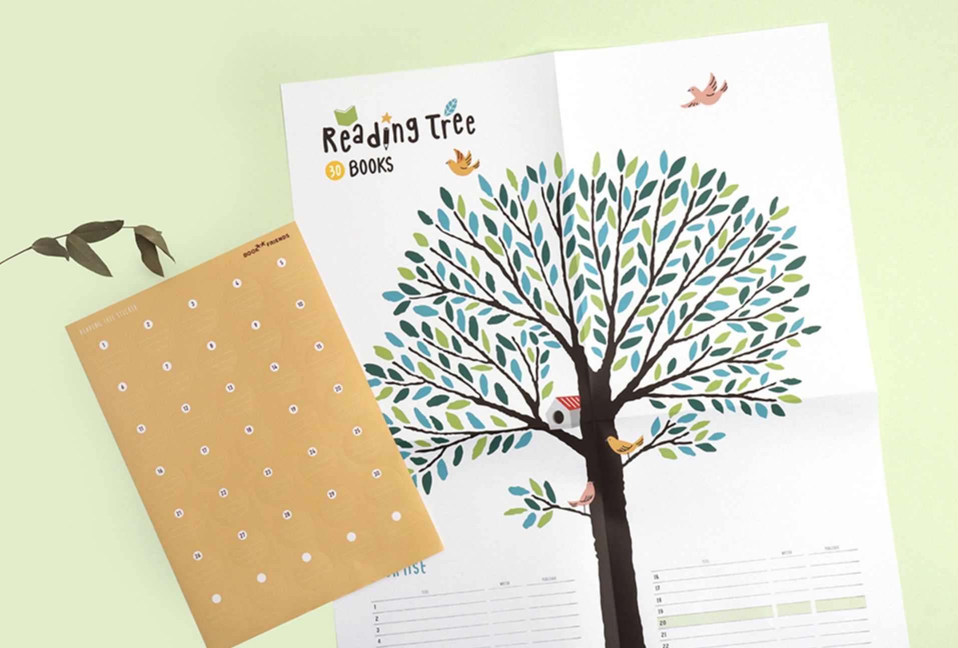 MochiThings: Medium Reading Tree Goal Poster & Sticker Set