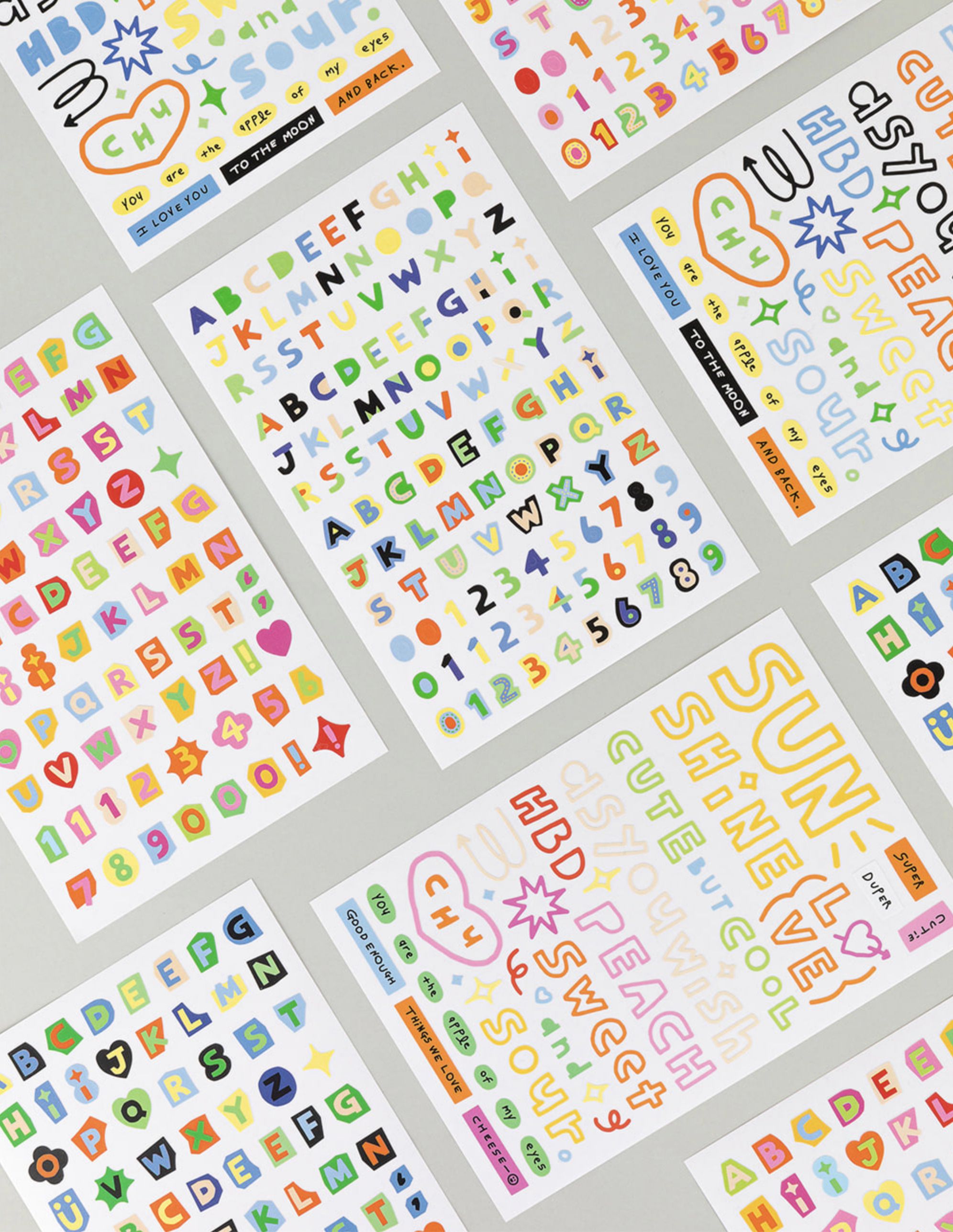 MochiThings: 6pcs Typo Cutting Removable Sticker Set