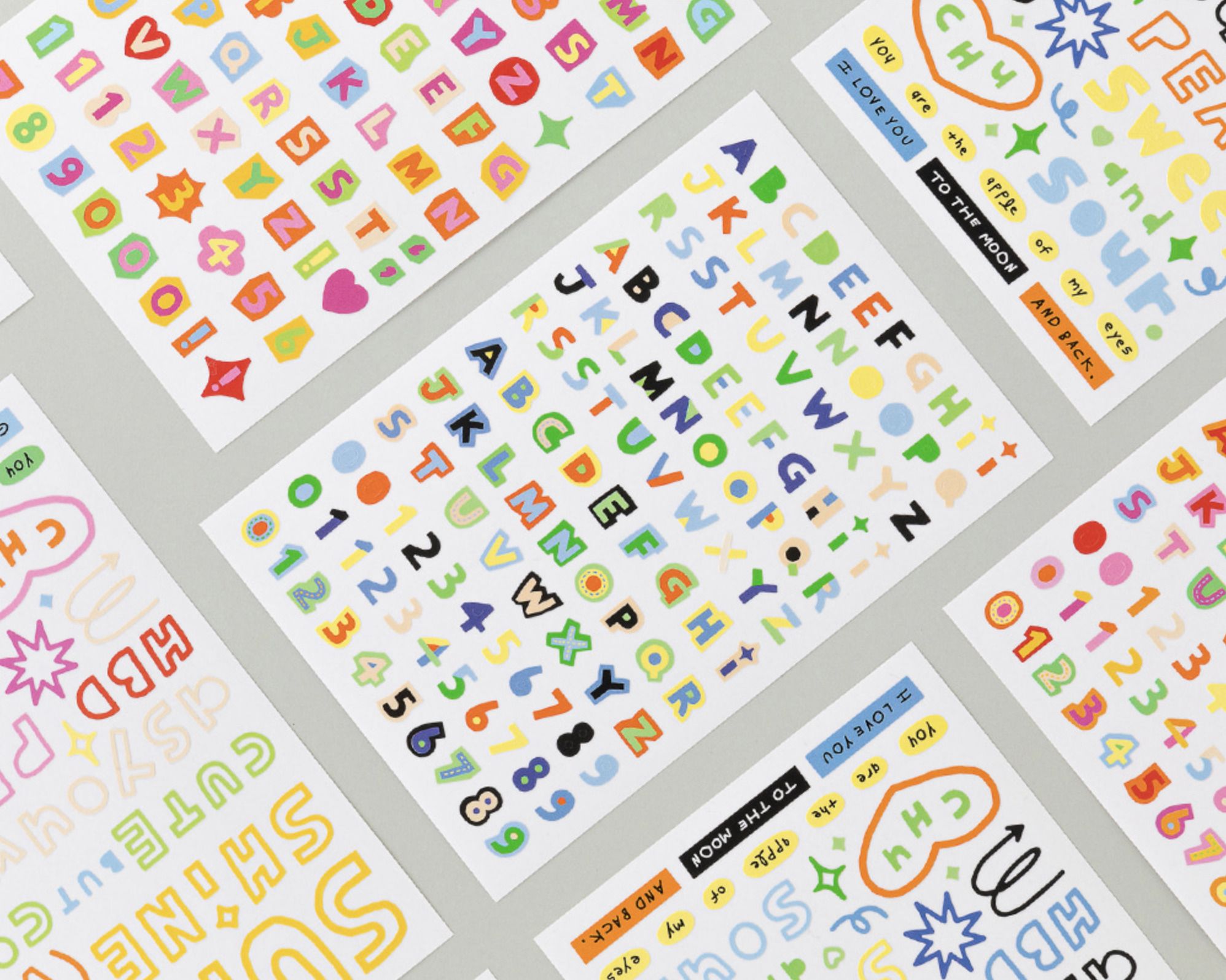MochiThings: 6pcs Typo Cutting Removable Sticker Set