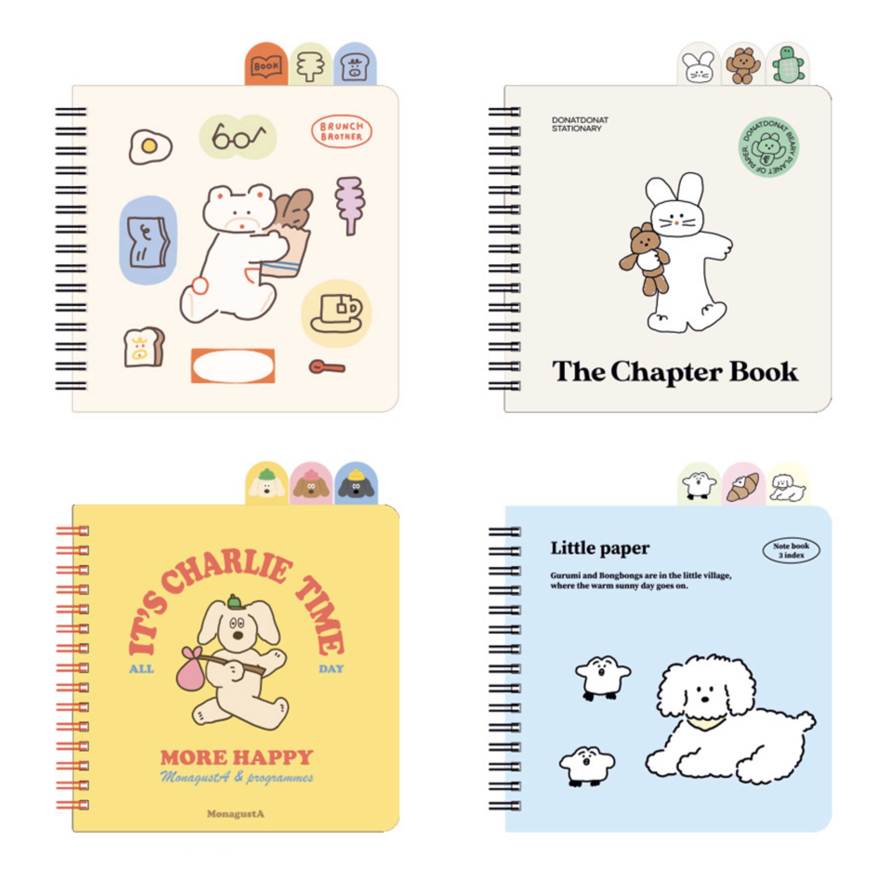 MochiThings: Brunch Brother Square Index Lined Notebook