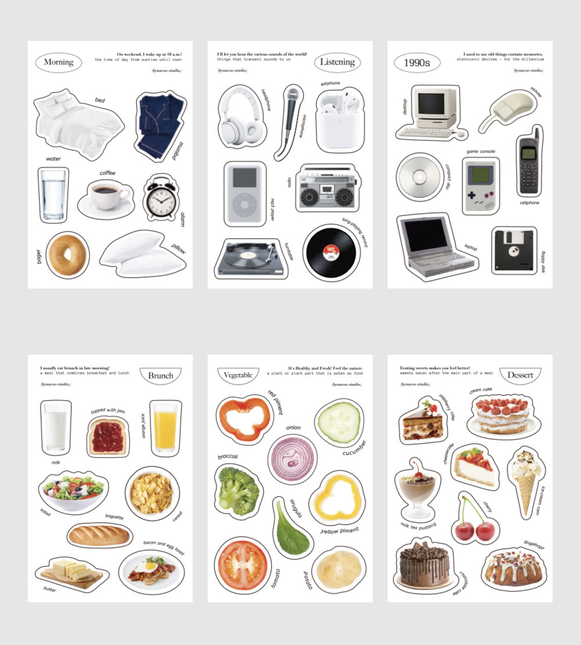 MochiThings: 6pcs Retro Object Sticker Set