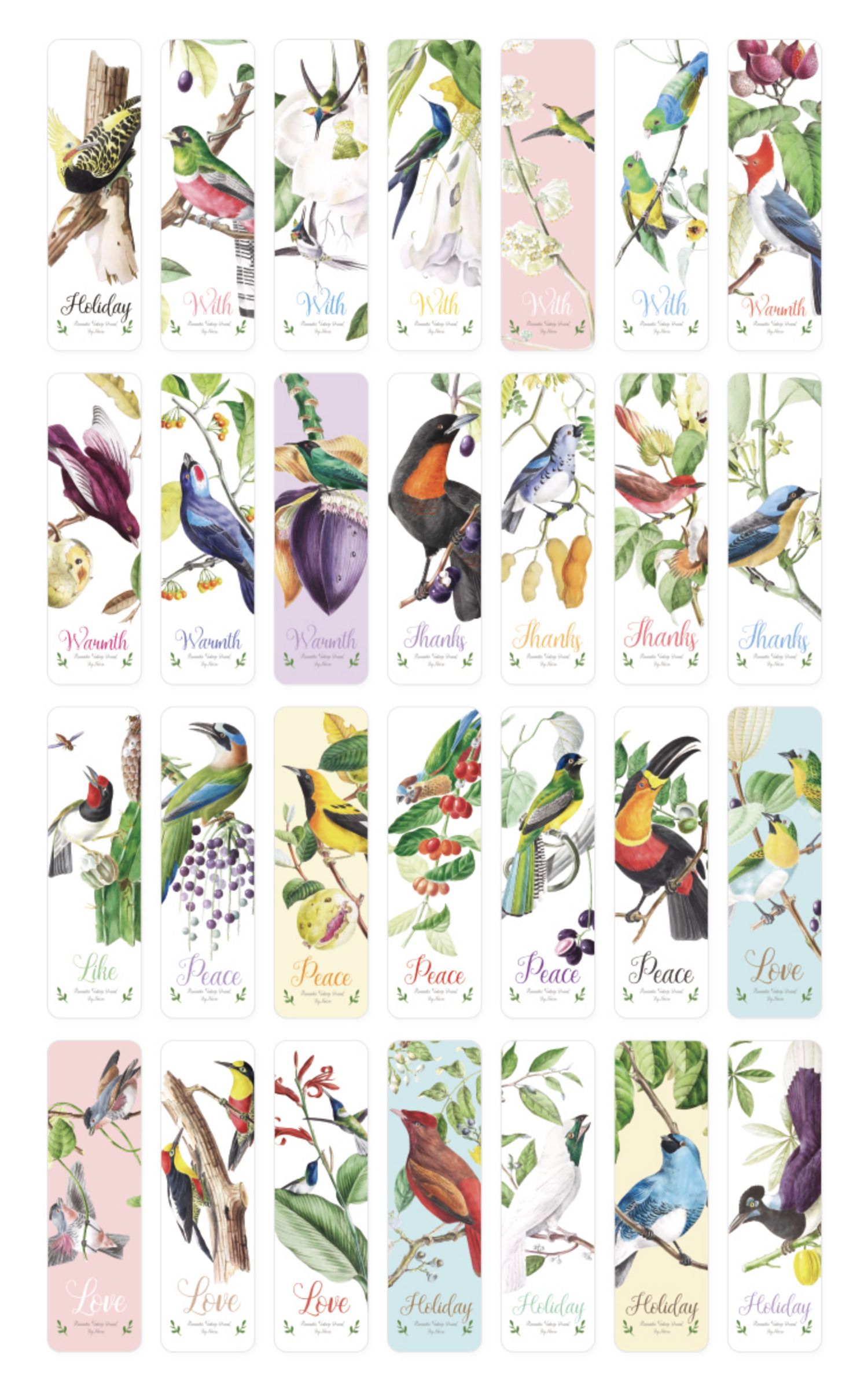 MochiThings: 28pcs Bird Bookmark Set