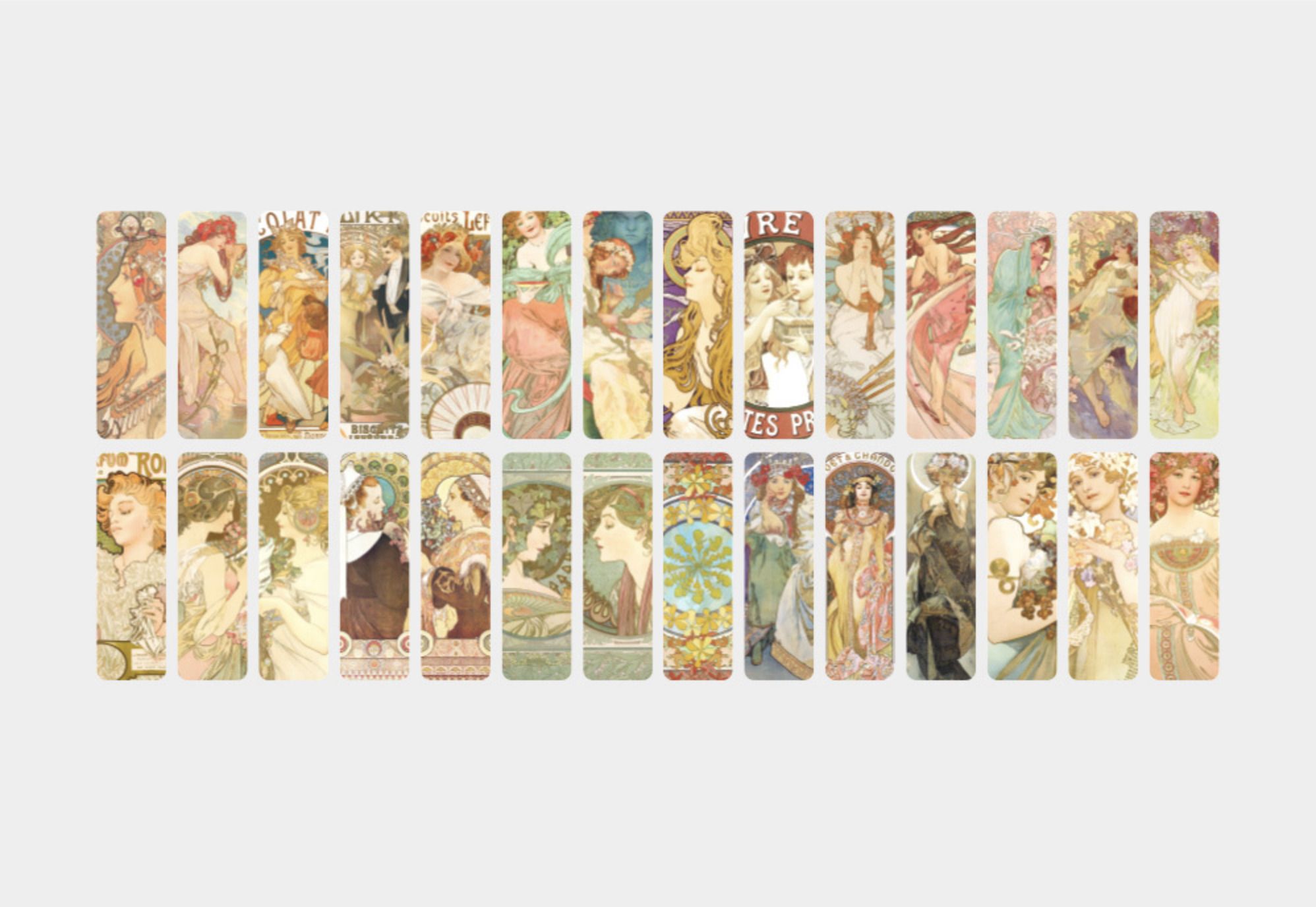 MochiThings: 28pcs Mucha Bookmark Set