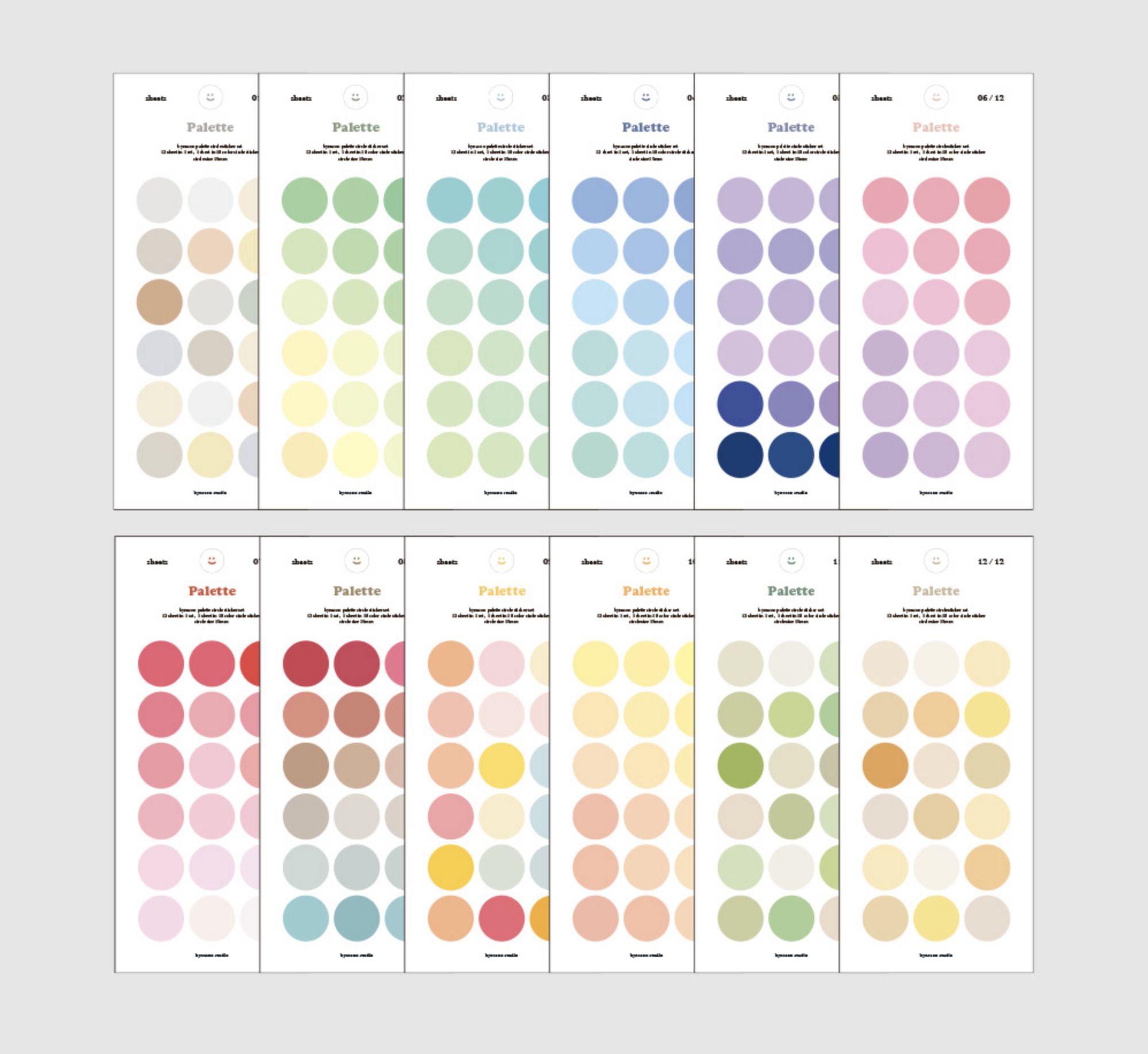 MochiThings: 12pcs Simple Palette Round Sticker Set