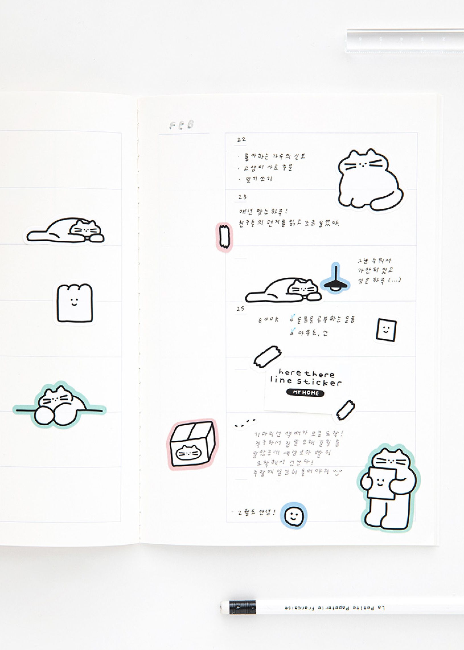 MochiThings: 2pcs Cat Drawing Line Sticker Set