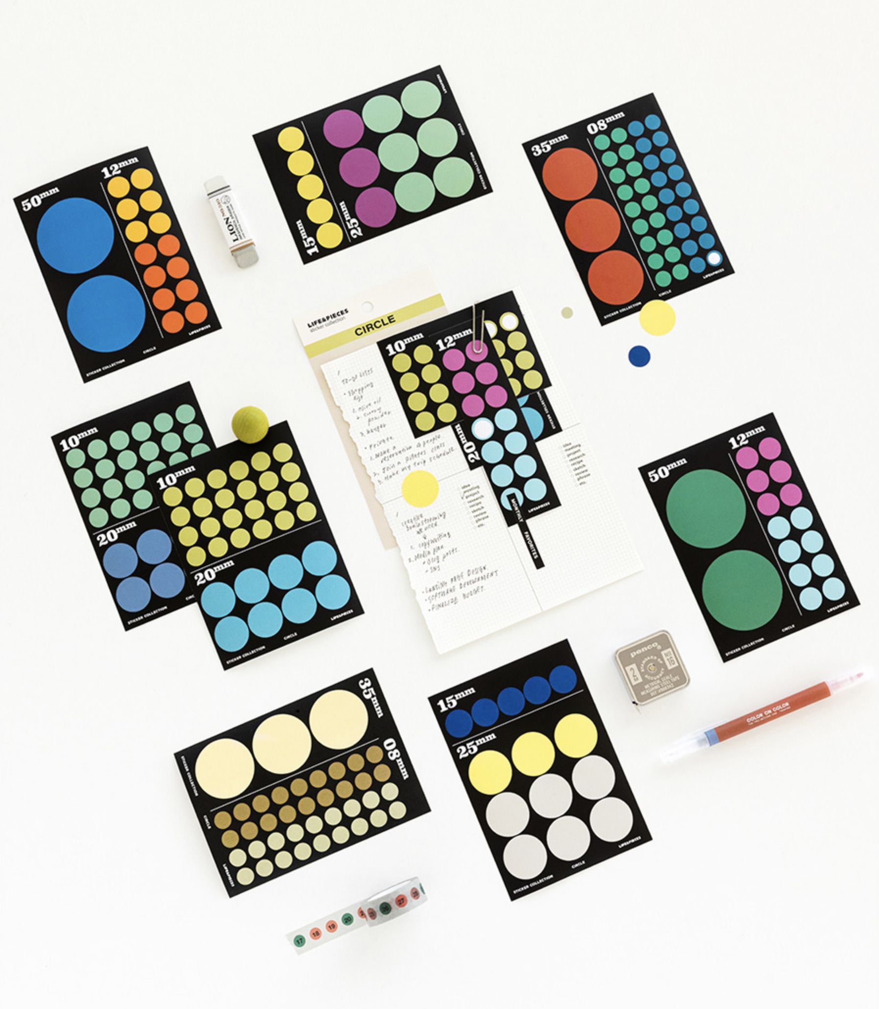 MochiThings 8pcs Life Pieces Circle Matte Sticker Set mochithings-8pcs-life-pieces-circle-matte-sticker-set