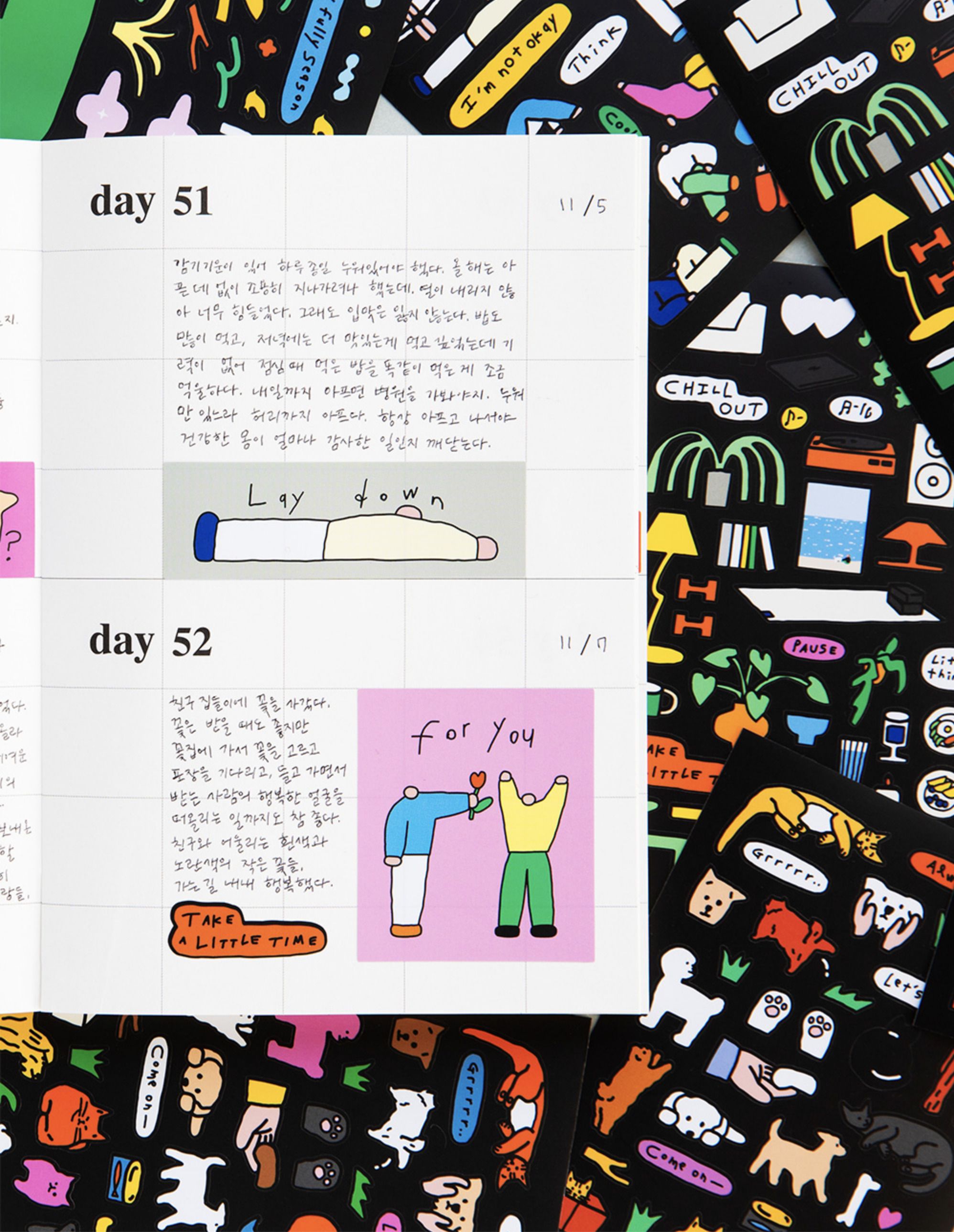 MochiThings: 8pcs Drawing Illustration Removable Sticker Set