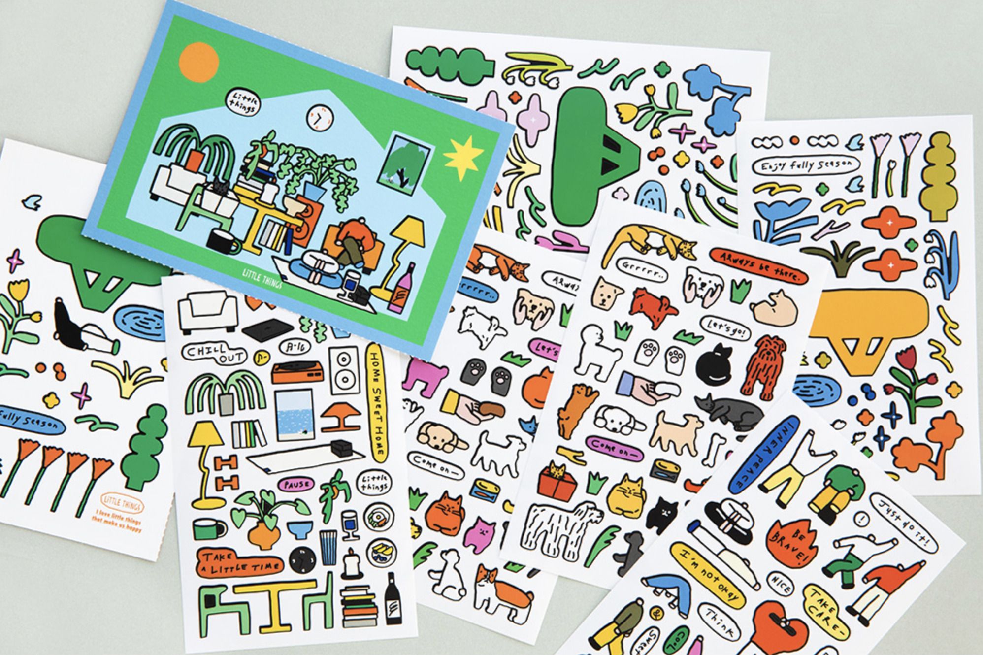 MochiThings: 8pcs Drawing Illustration Removable Sticker Set