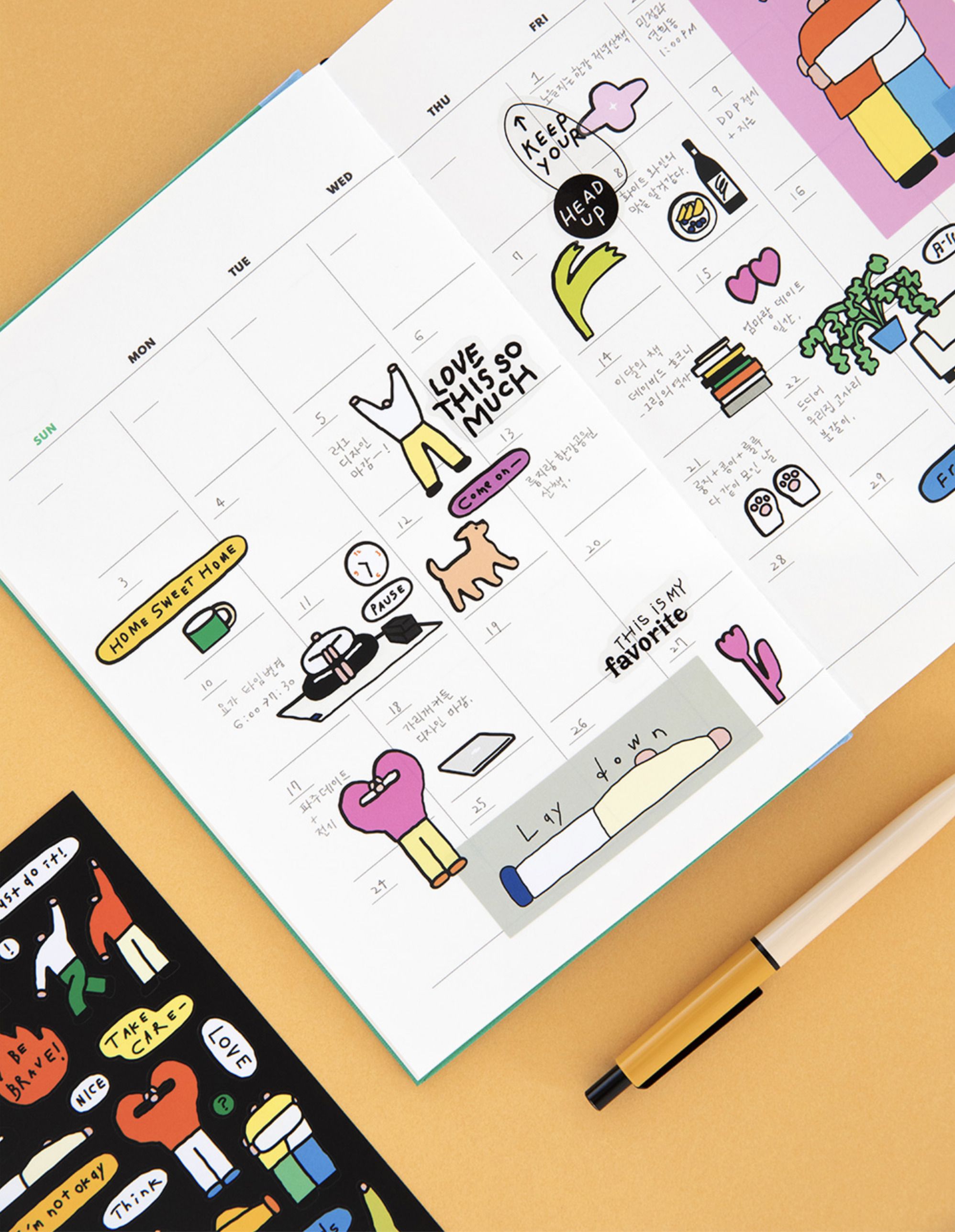 MochiThings: 8pcs Drawing Illustration Removable Sticker Set