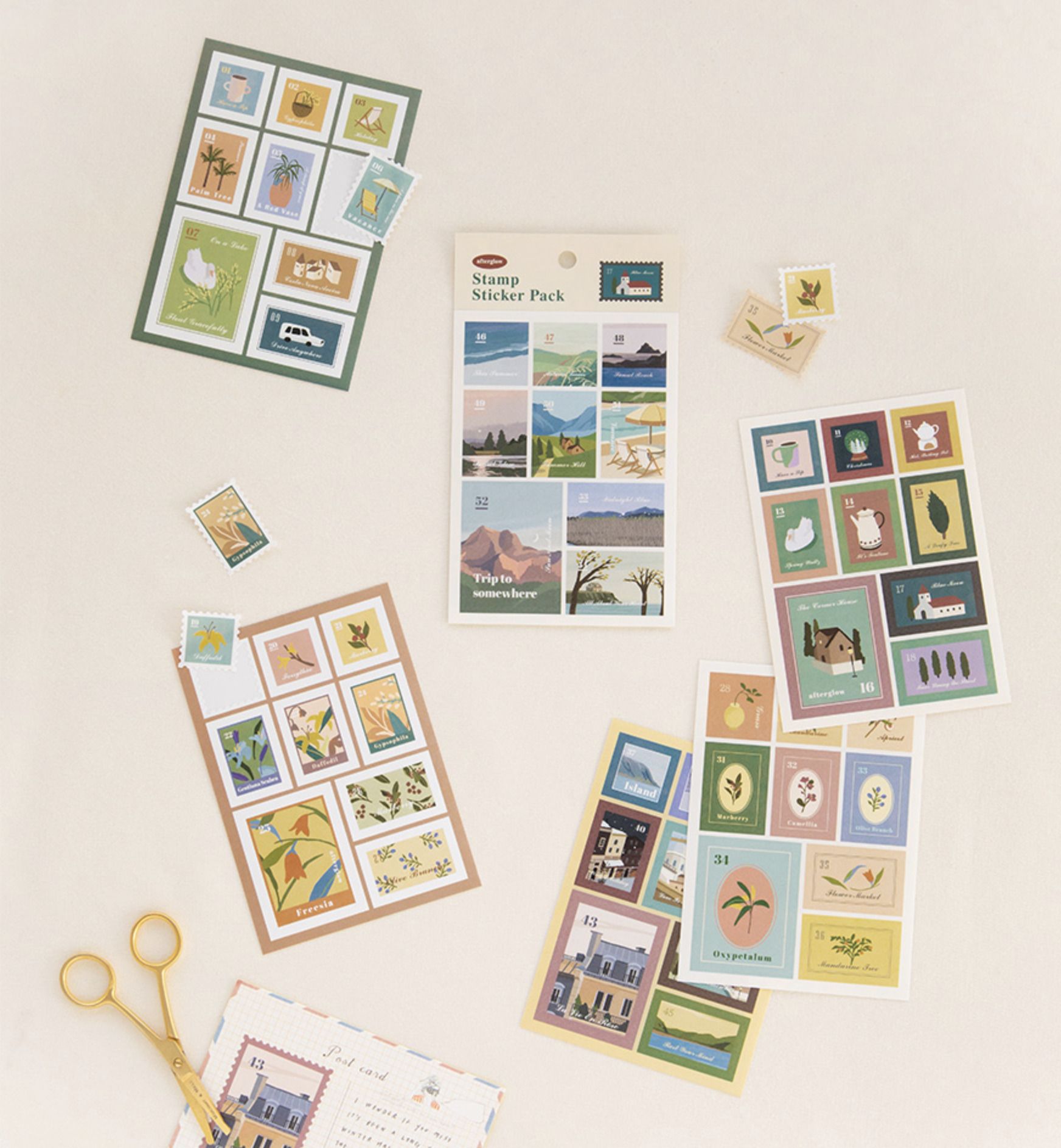 MochiThings: 6pcs Afterglow Stamp Sticker Set