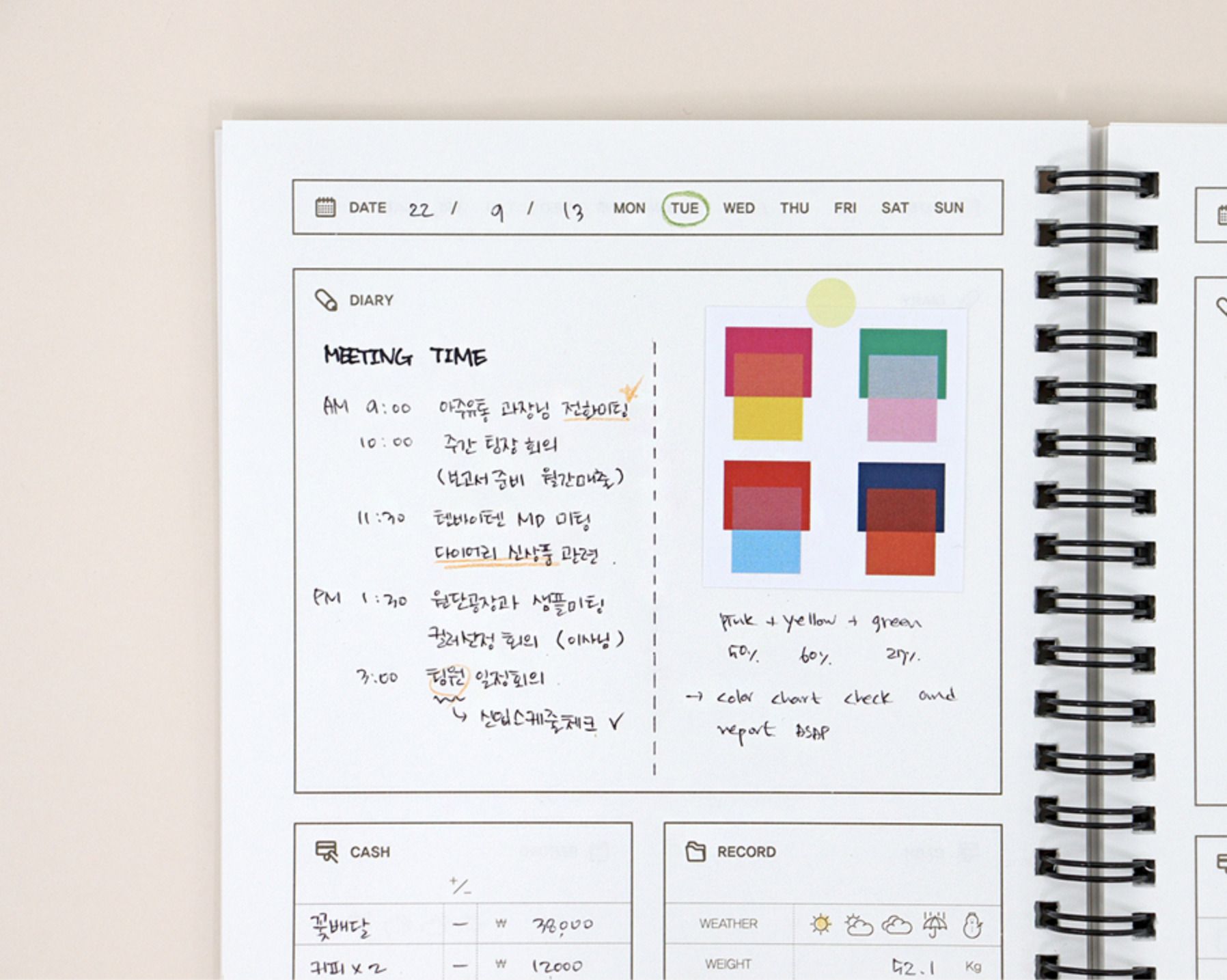 MochiThings: One Day Semi Year Diary & Cash Planner