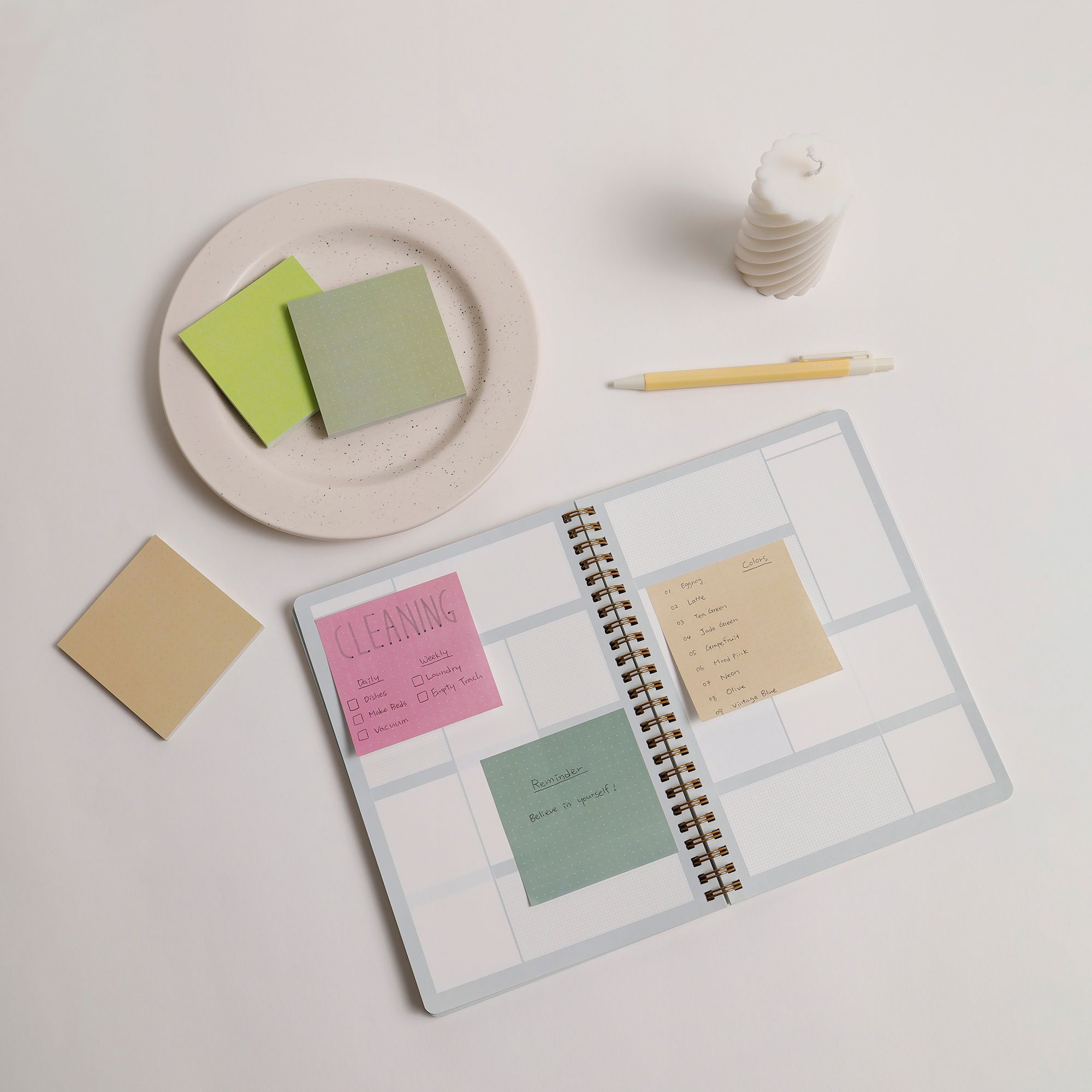 MochiThings: 9pcs Colorful Dot Grid Sticky Note Set