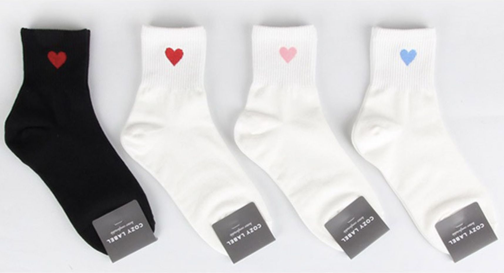 MochiThings: Heart Ribbed Crew Women Socks