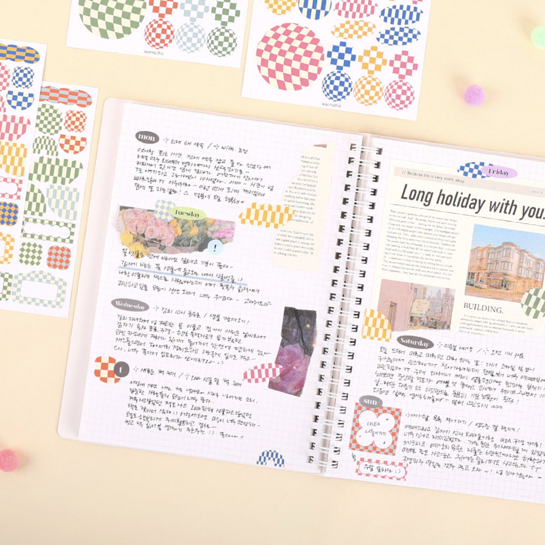 MochiThings: 8pcs Checkered Pattern Sticker Set