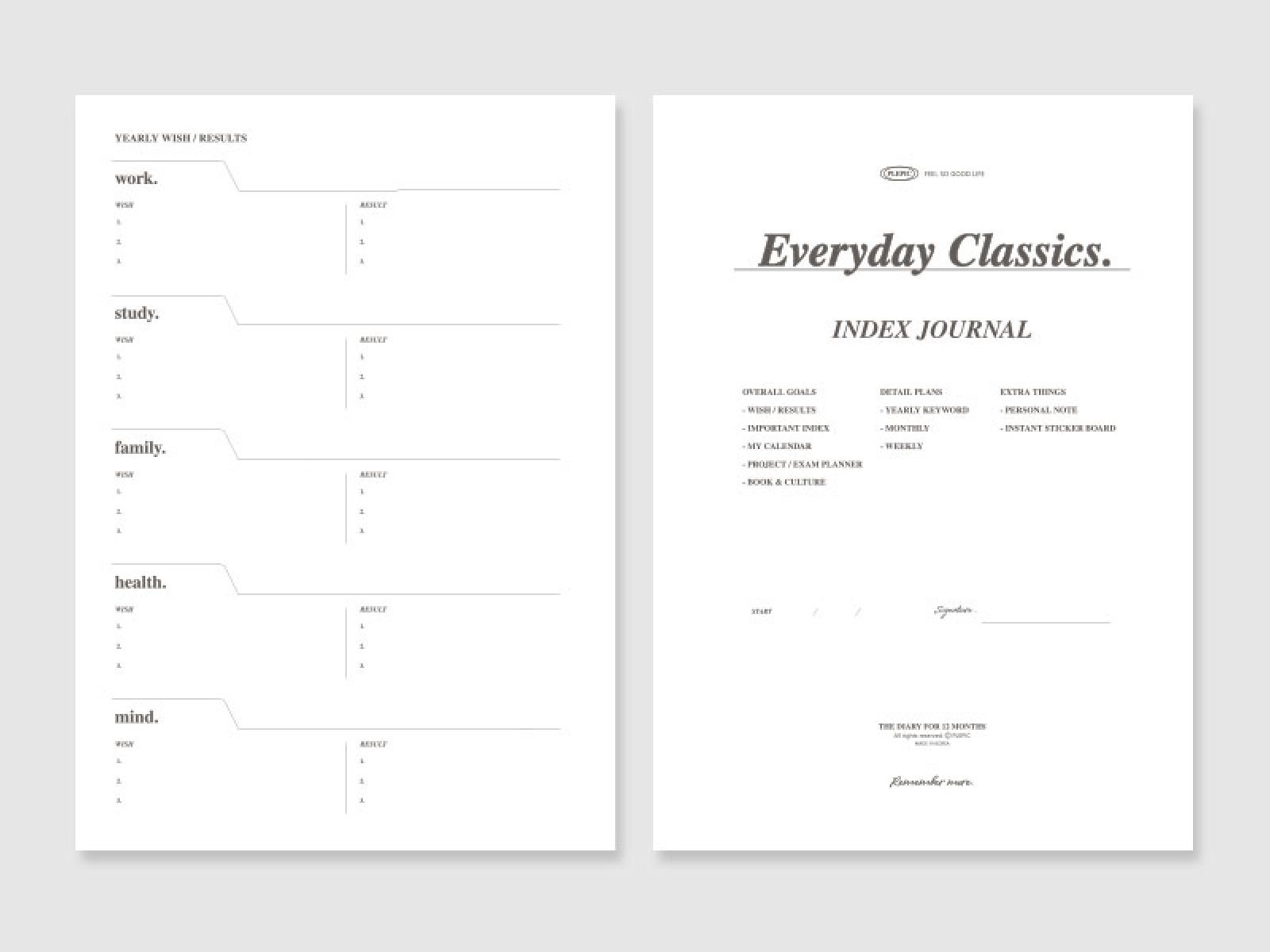 MochiThings: Classy Standard Index Weekly Planner