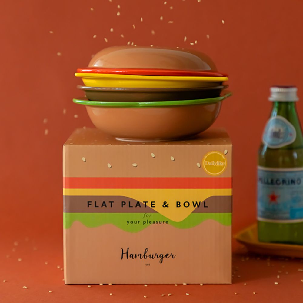 MochiThings: 4pcs Hamburger Plate Set