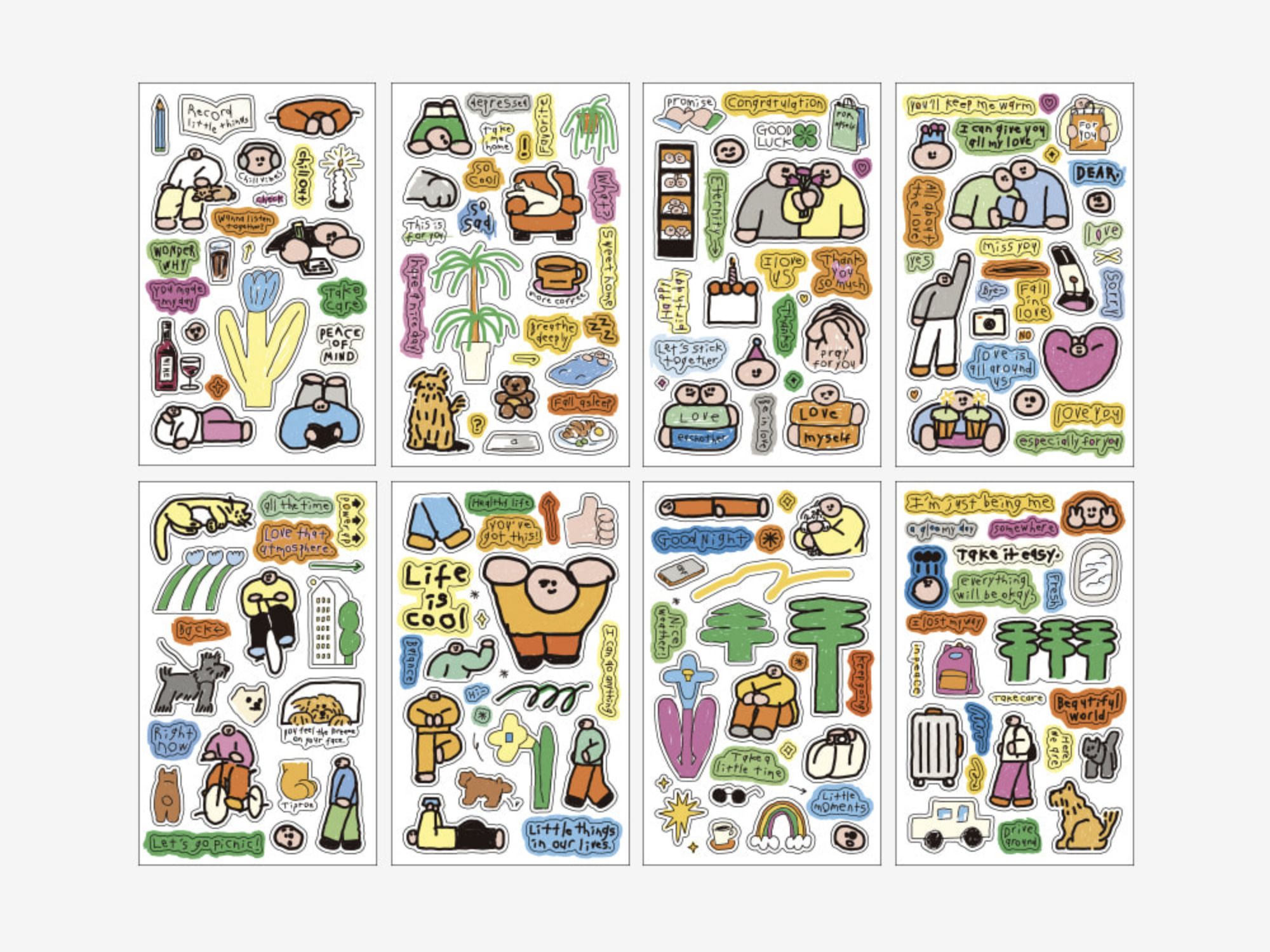 MochiThings: 8pcs Little Things Drawing Removable Sticker Set