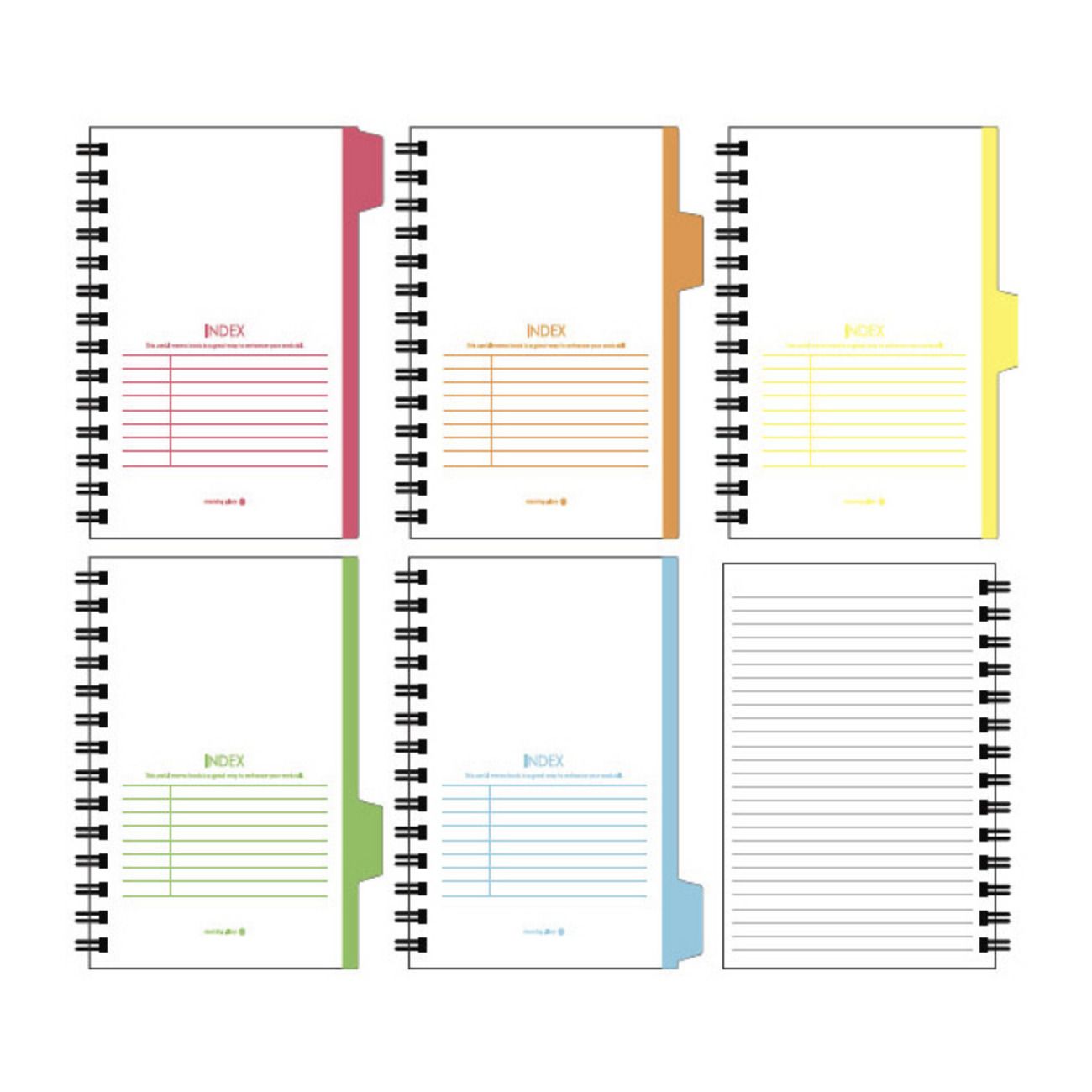 MochiThings: Colorful Index A5 Spiral Lined Notebook