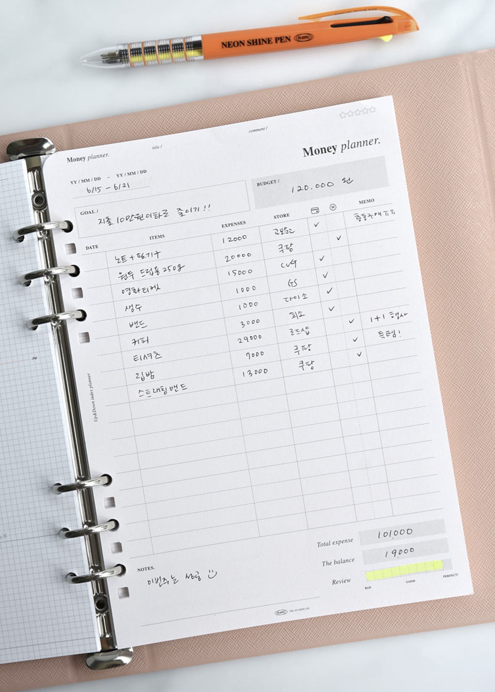 MochiThings: Up&Down Index 6 Ring A5 Planner Refill