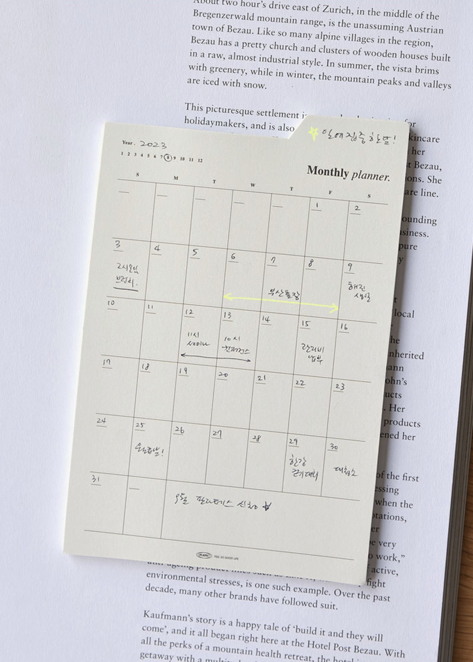 MochiThings: Large Schedule Index Sticky Note