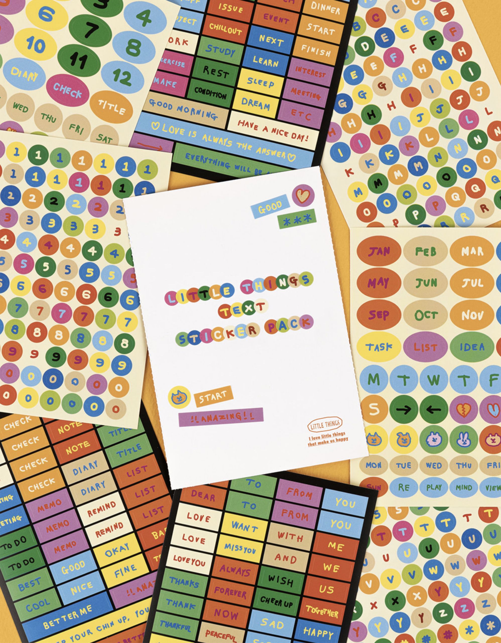 MochiThings: 8pcs Little Things Text Sticker Set