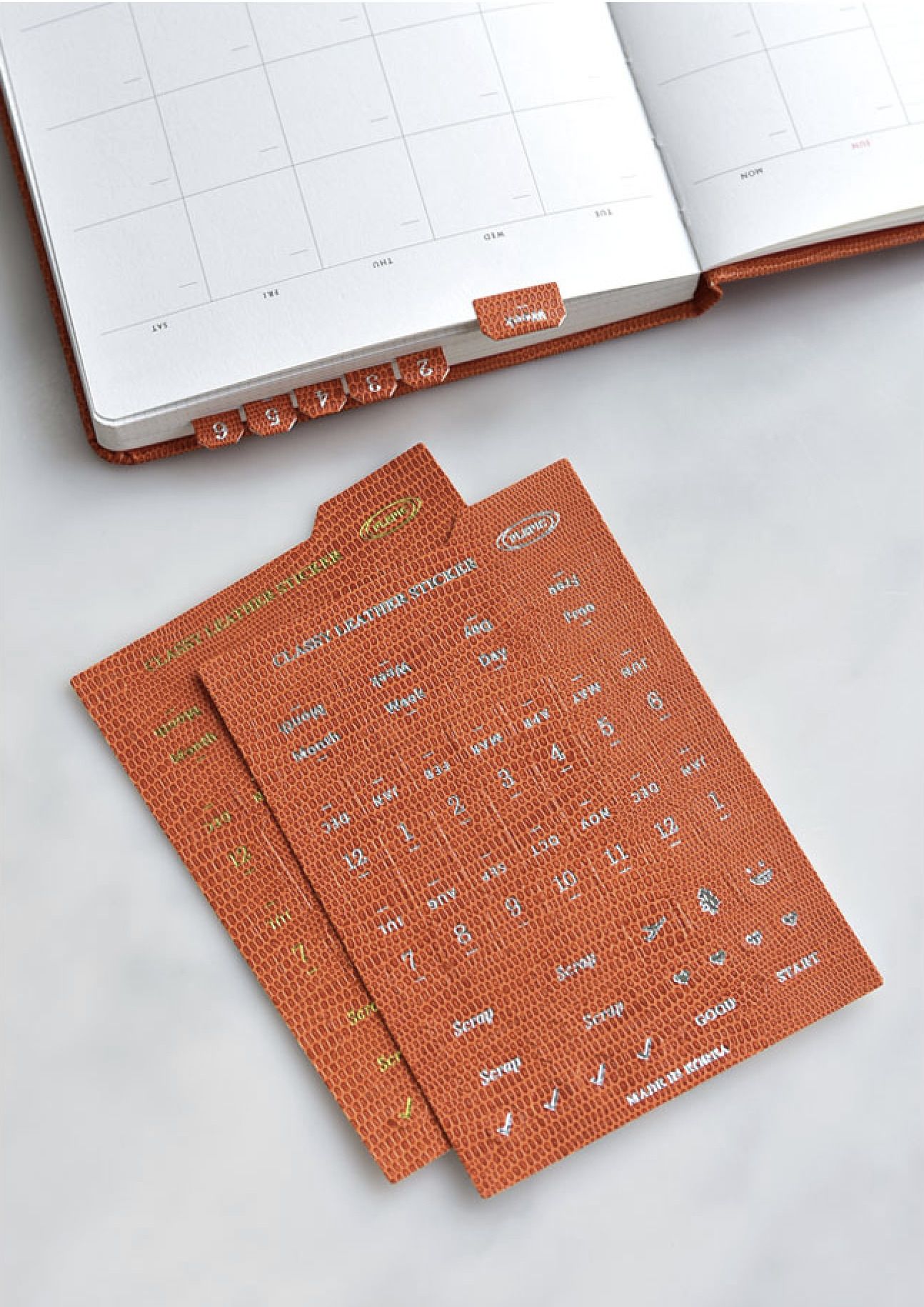 MochiThings: Classy Textured Leather Index Sticker