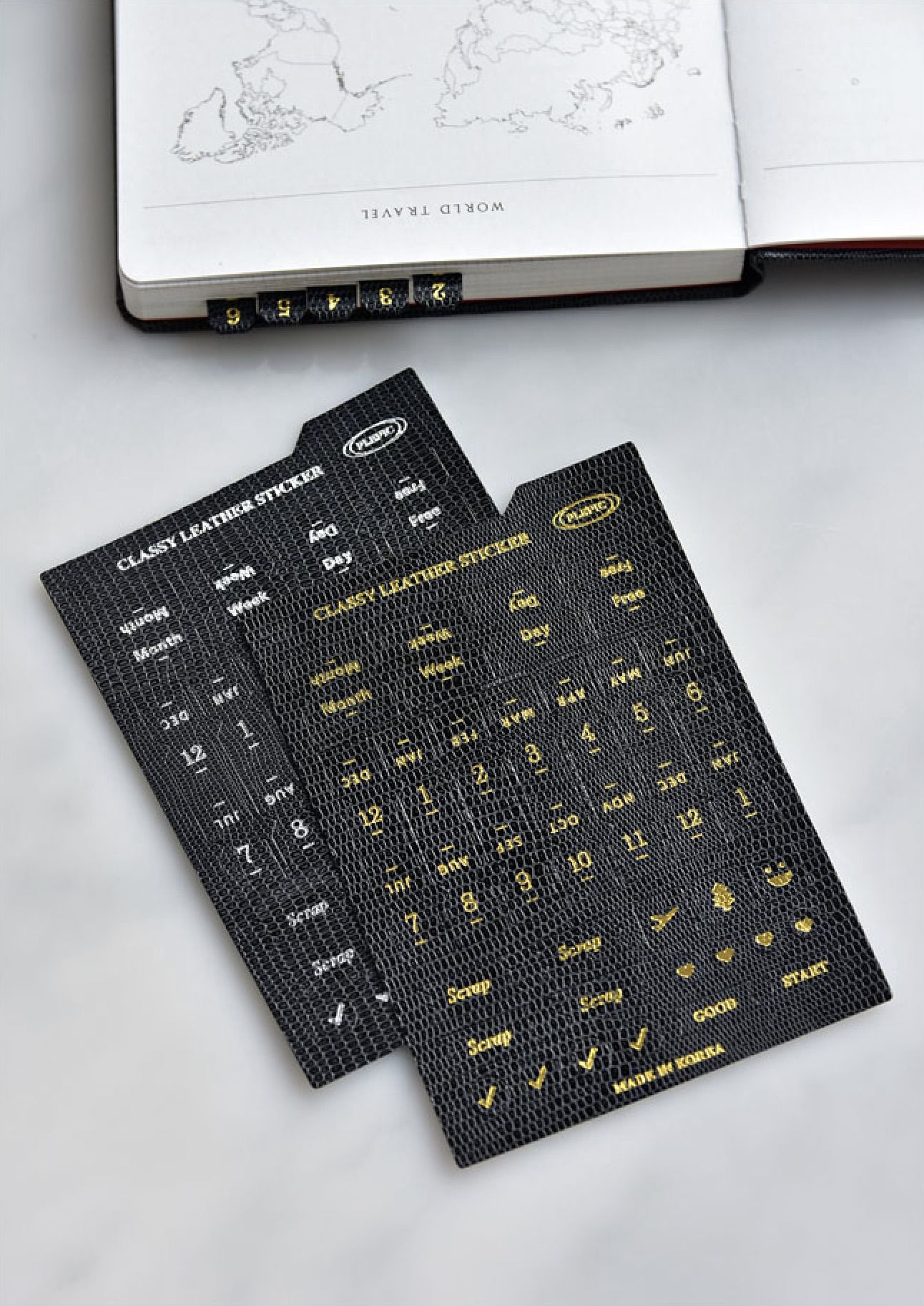 MochiThings: Classy Textured Leather Index Sticker