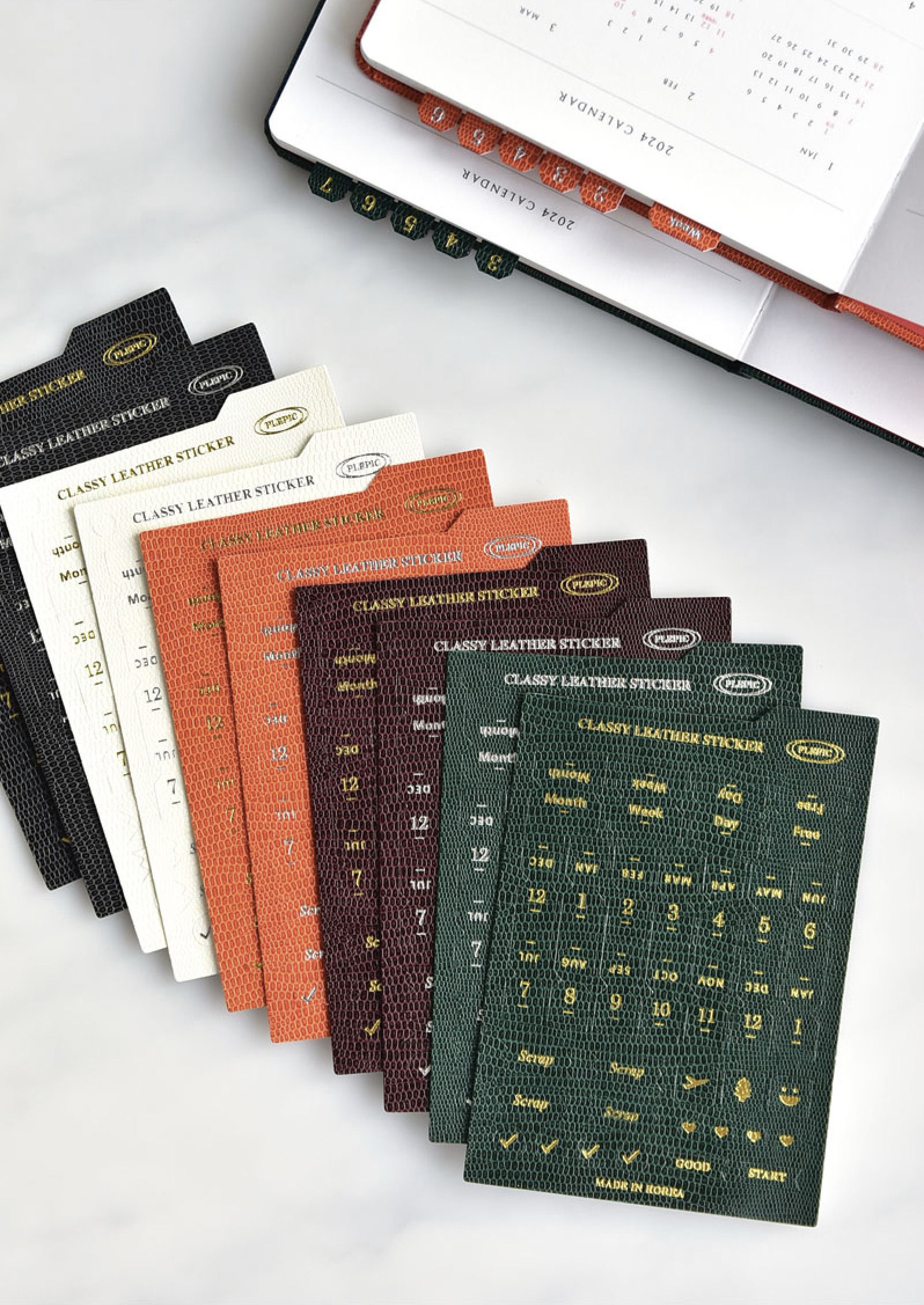 MochiThings: Classy Textured Leather Index Sticker