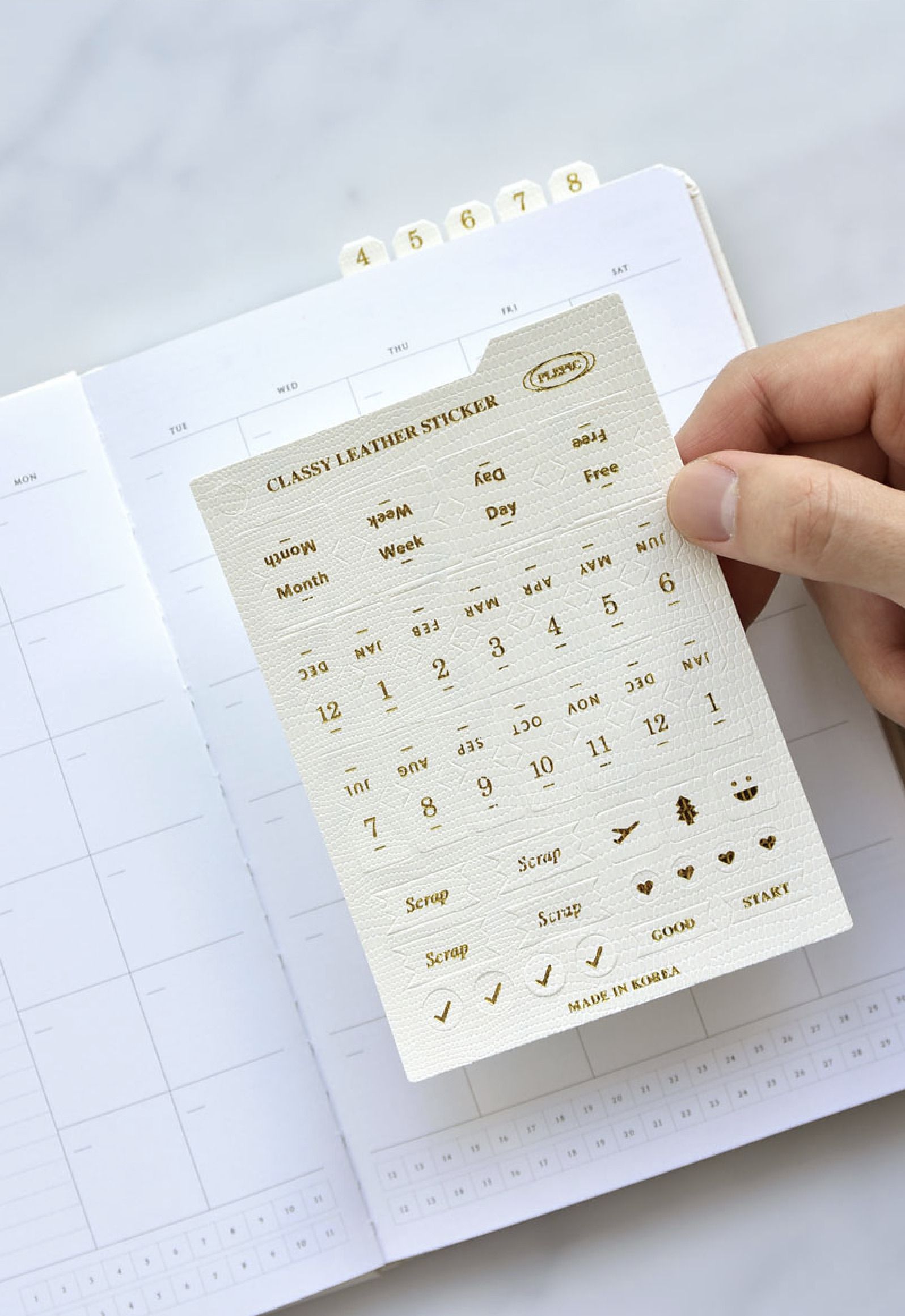 MochiThings: Classy Textured Leather Index Sticker