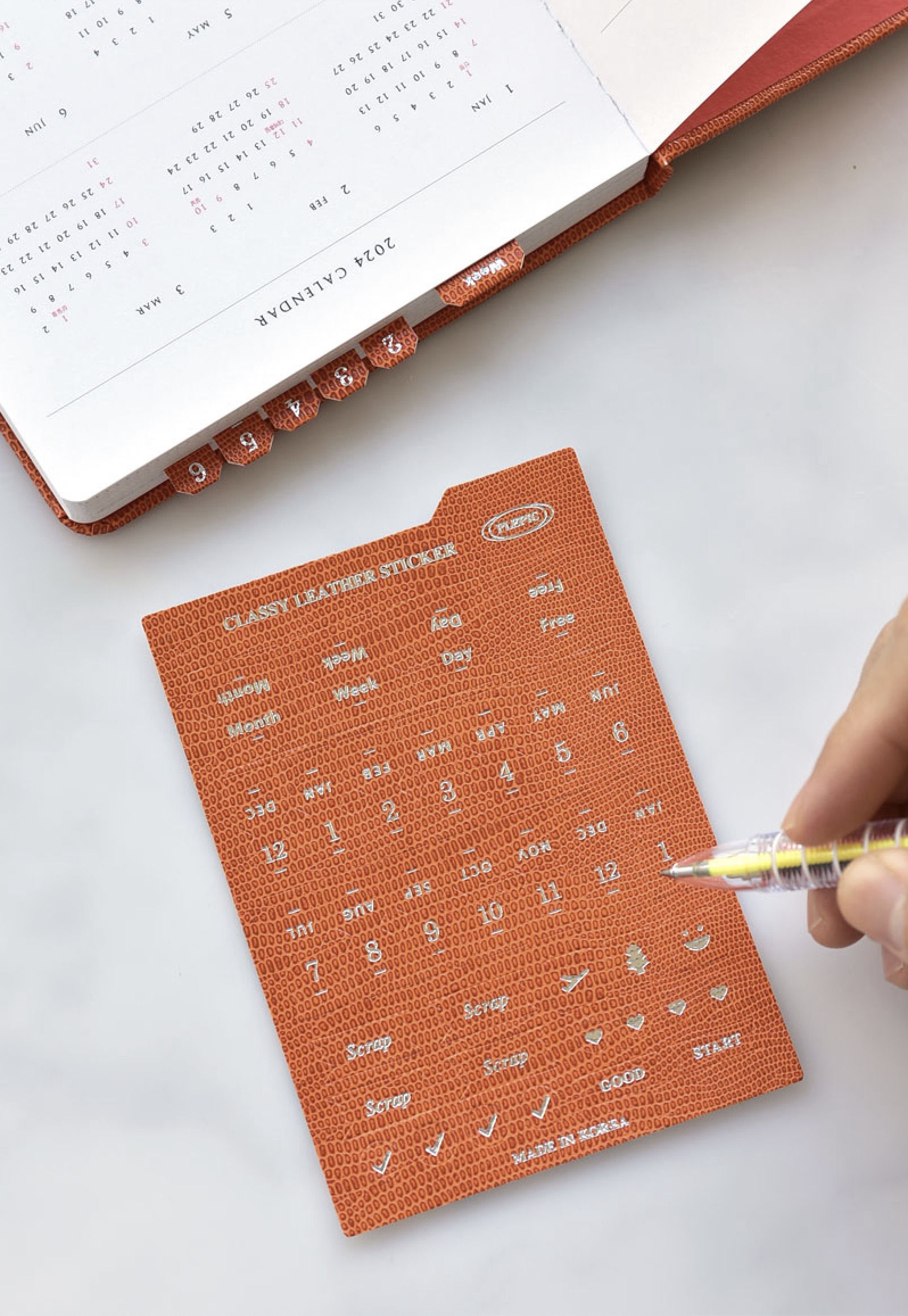MochiThings: Classy Textured Leather Index Sticker
