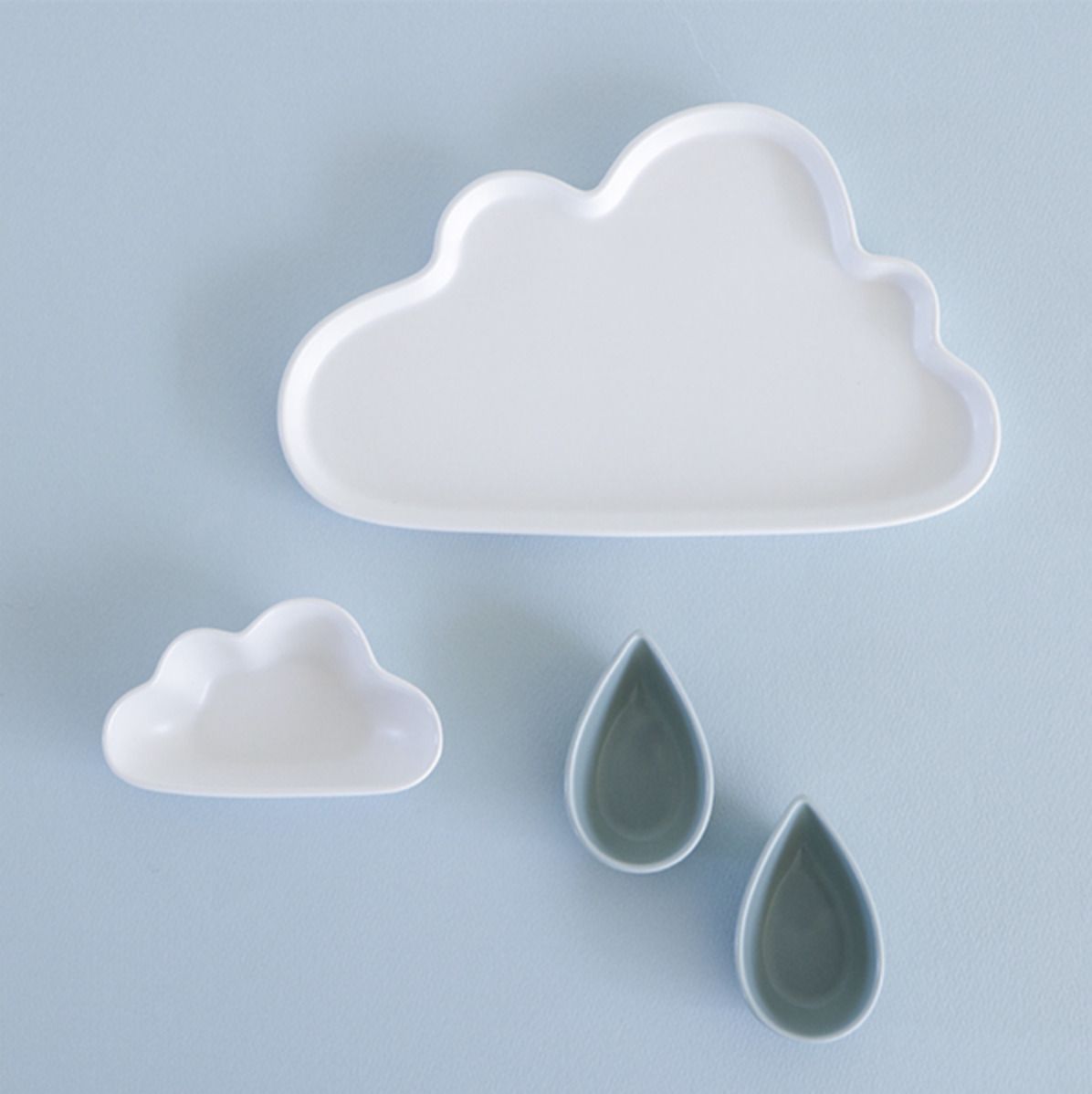 MochiThings: 4pcs Cloud & Raindrop Plate Set