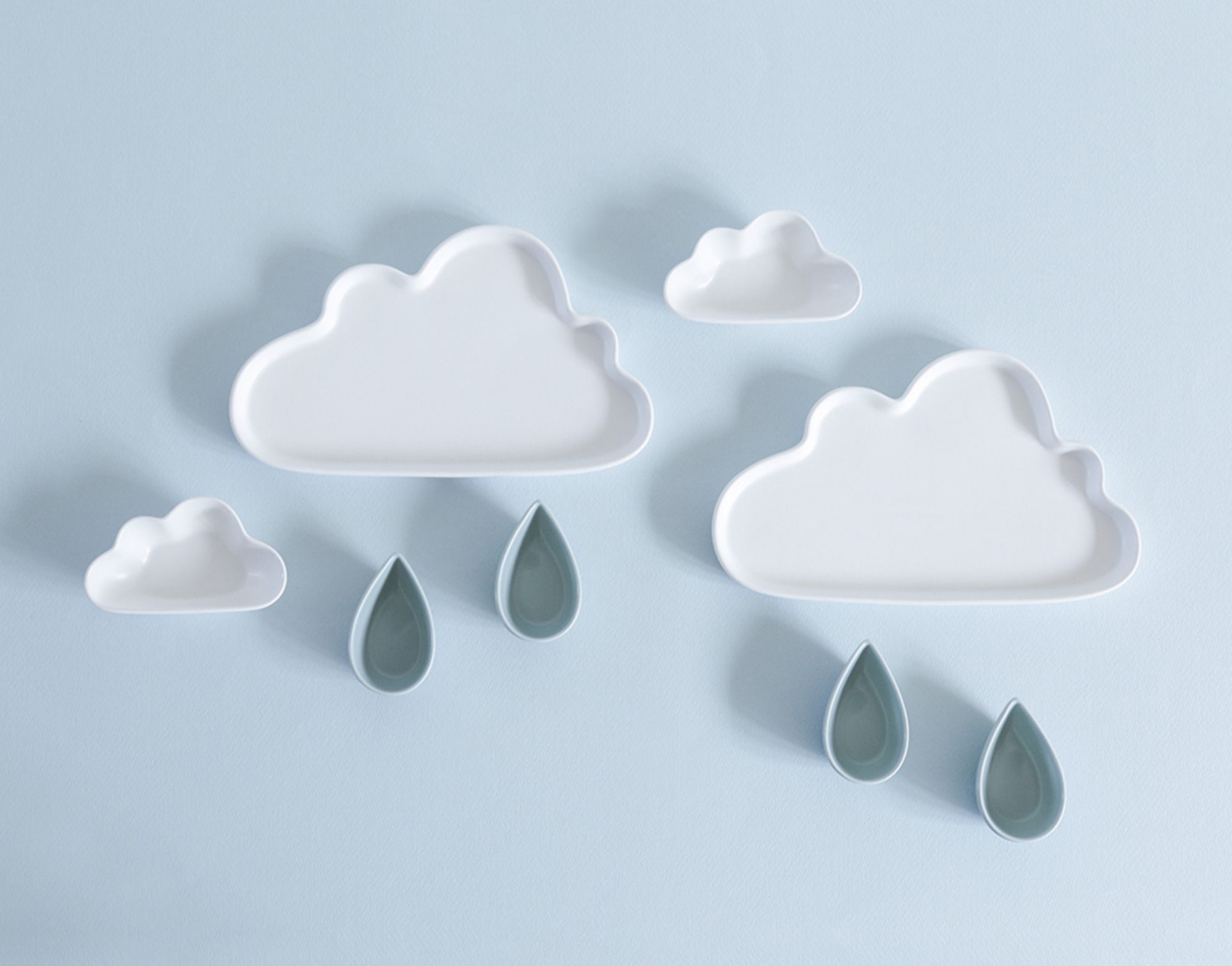 MochiThings: 4pcs Cloud & Raindrop Plate Set