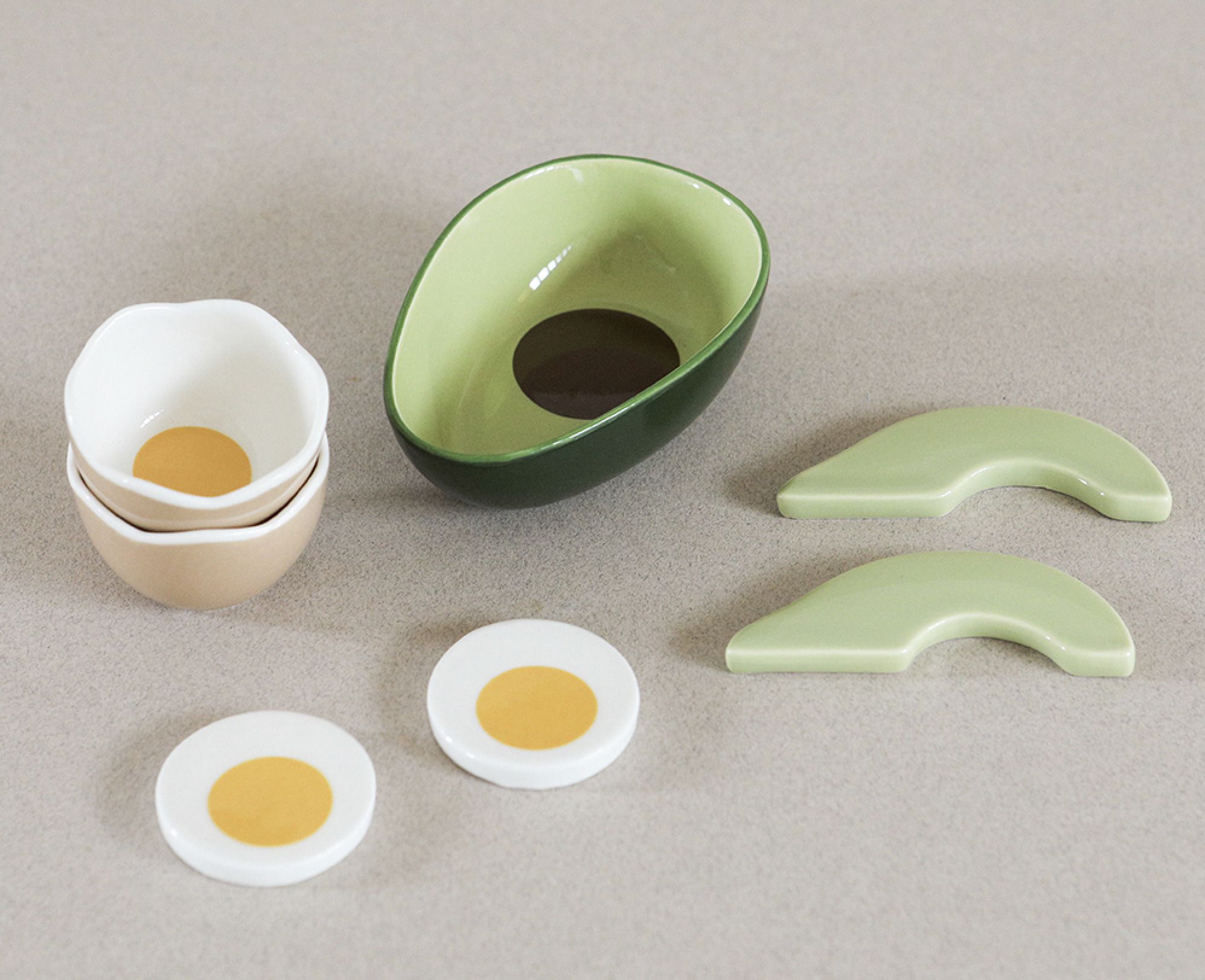 MochiThings: 7pcs Avocado & Fried Egg Mini Bowl Set
