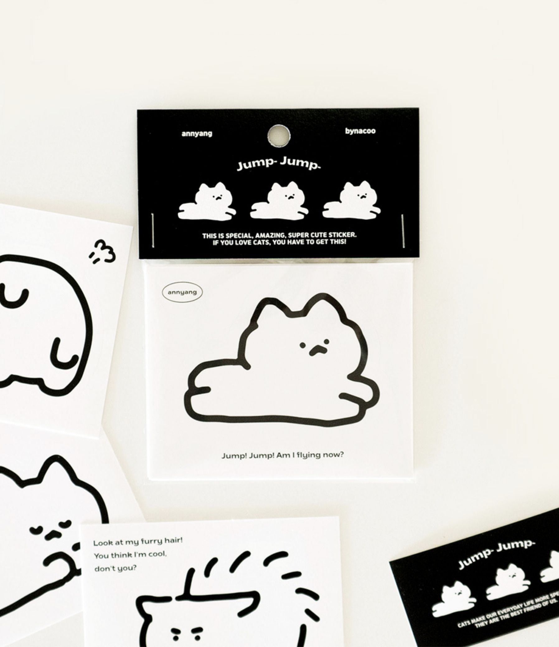 MochiThings: 6pcs Jumping Cat Removable Sticker Set