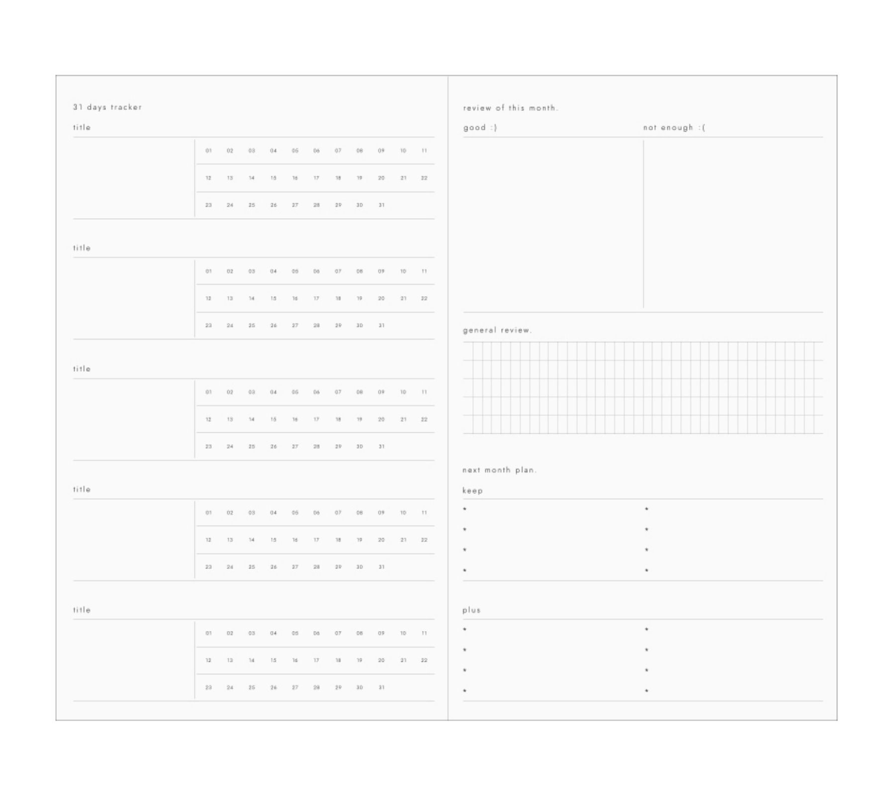 MochiThings: Daily Sequence 1 Month Planner