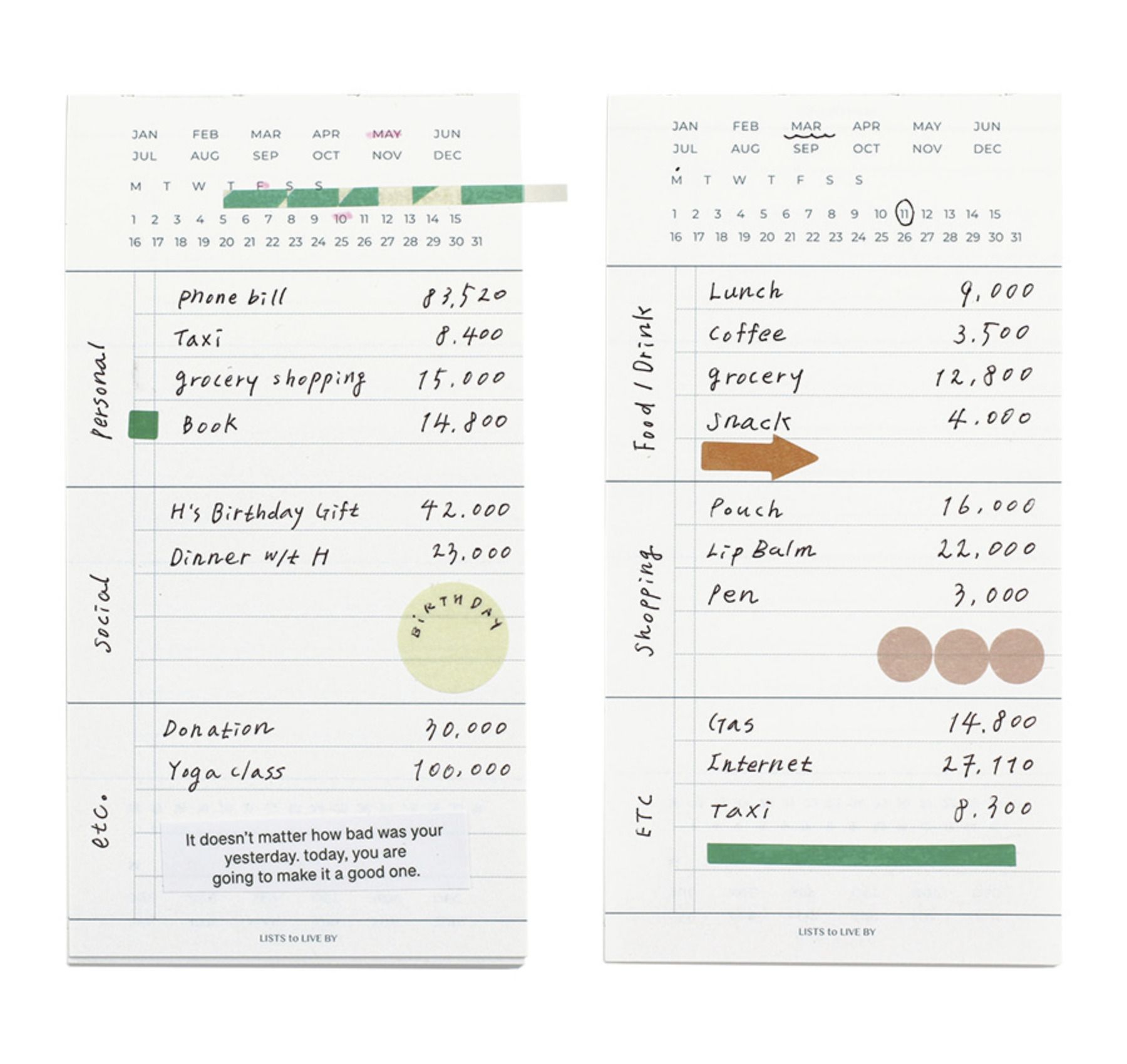 MochiThings: 3-Row Daily Handy Planner