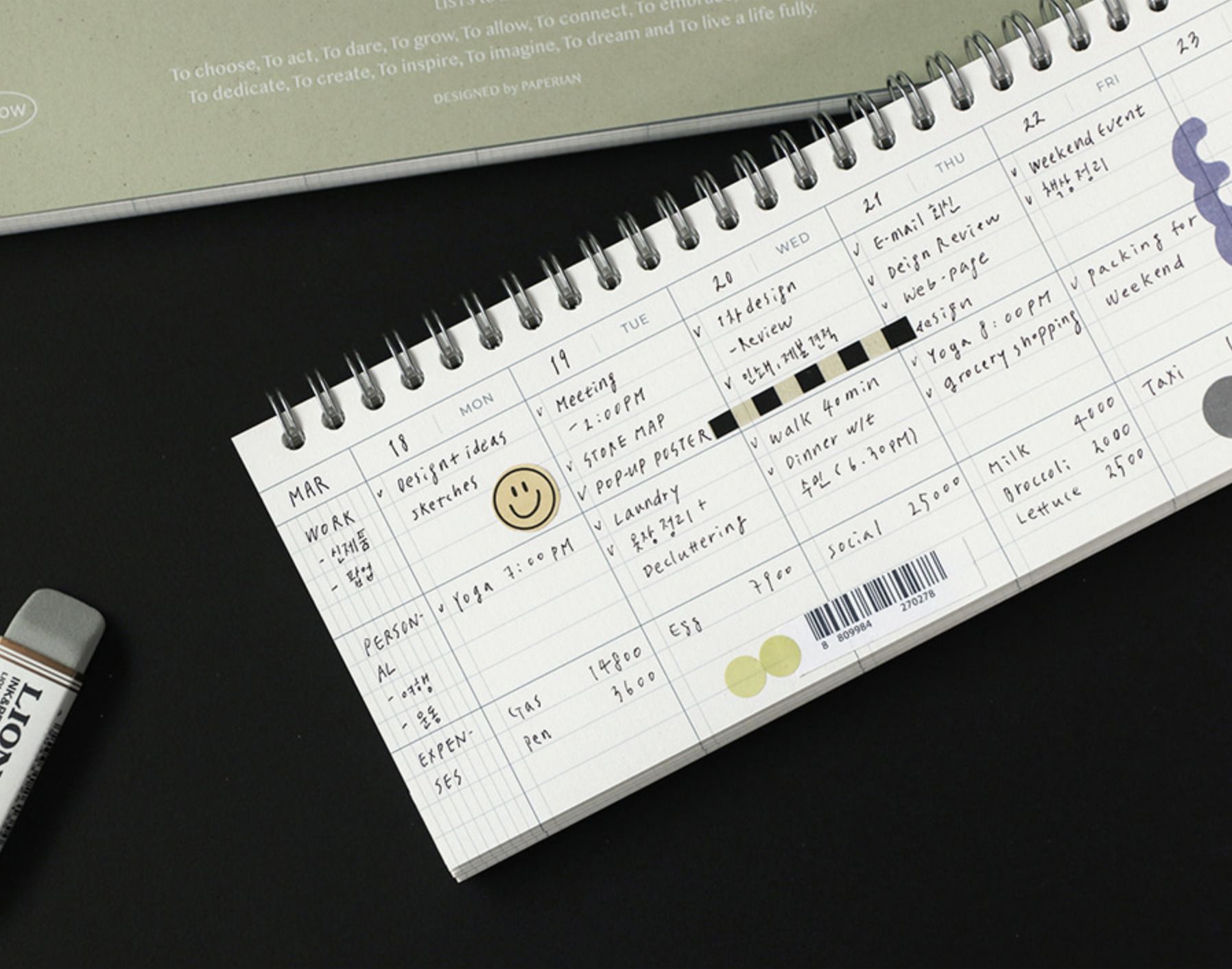 MochiThings: 3-Row Desk Weekly Scheduler