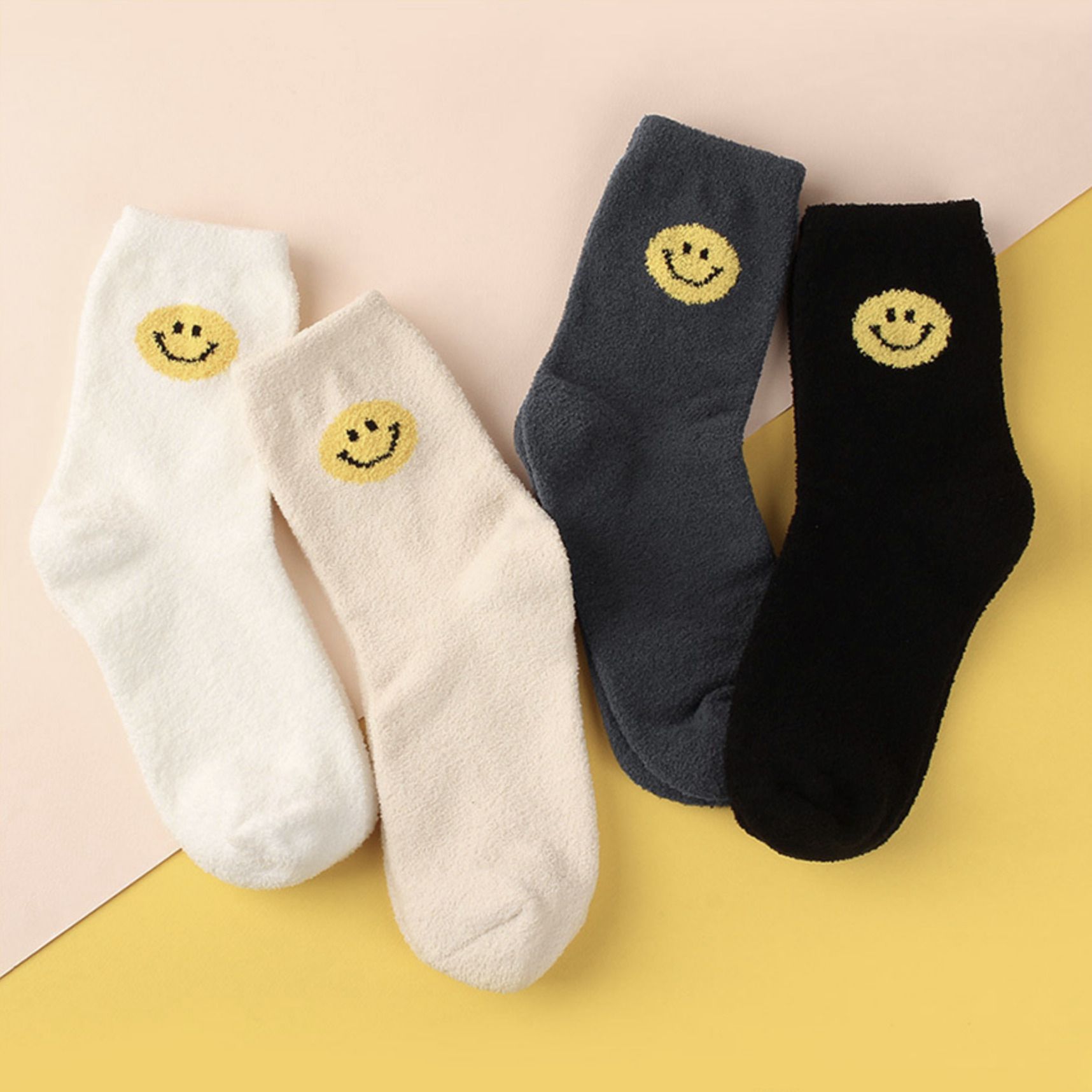 MochiThings: Smile Fluffy Micro Crew Women Socks
