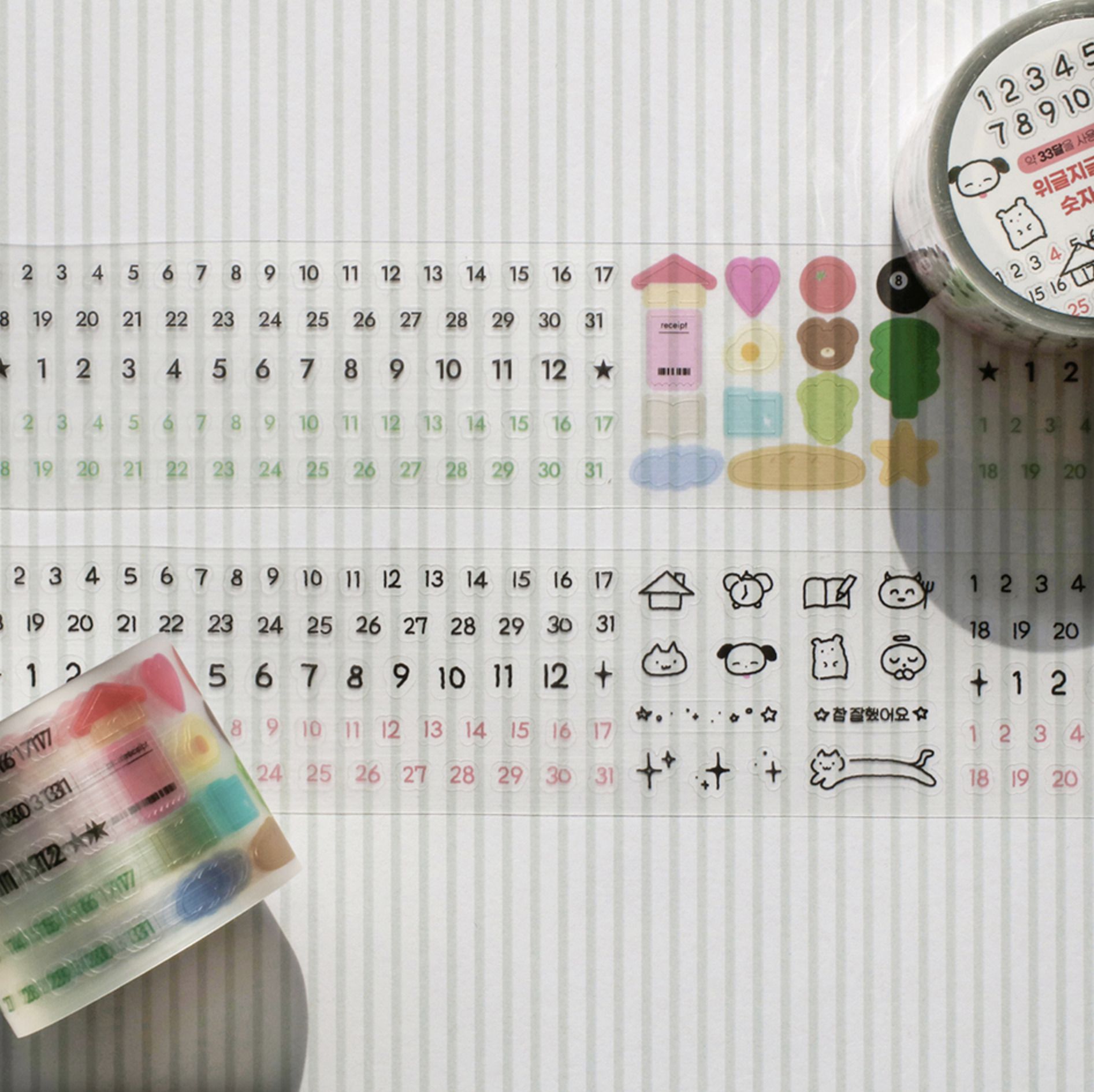 MochiThings: Monthly Number Kiss Cut Masking Tape