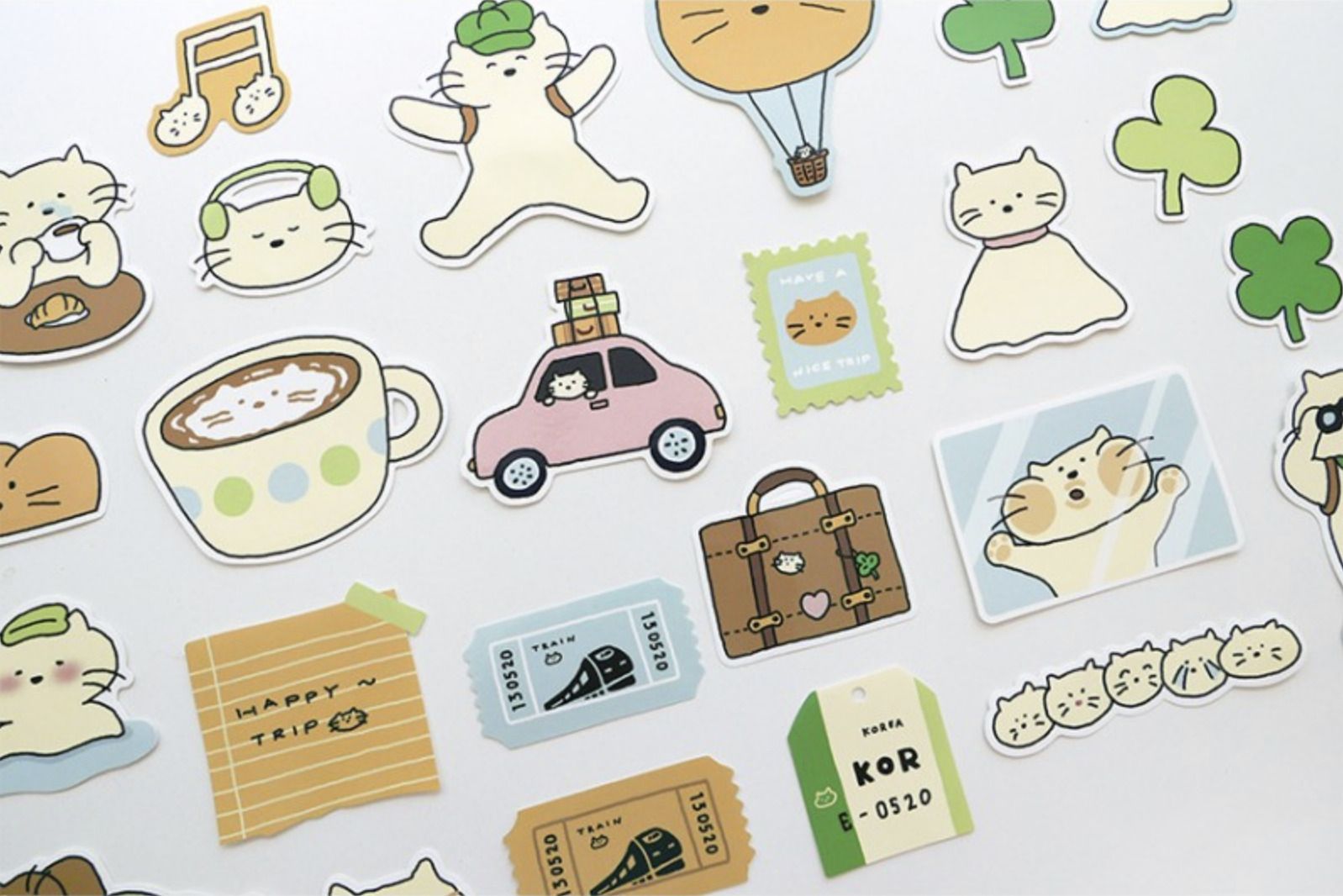 MochiThings: 28pcs Cat's Happy Trip Sticker Set