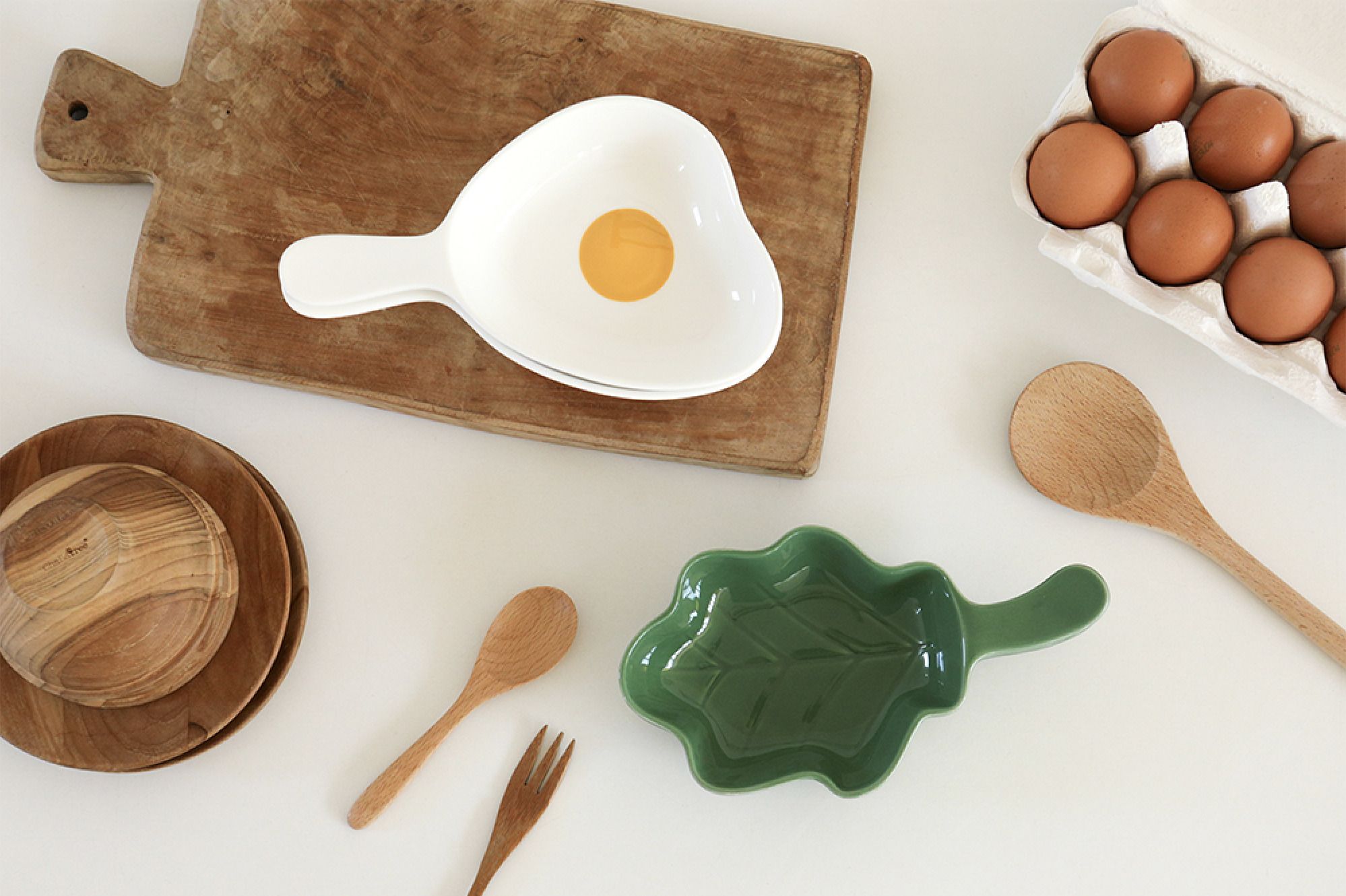 MochiThings: 2pcs Kale&Fried Egg Plate Set